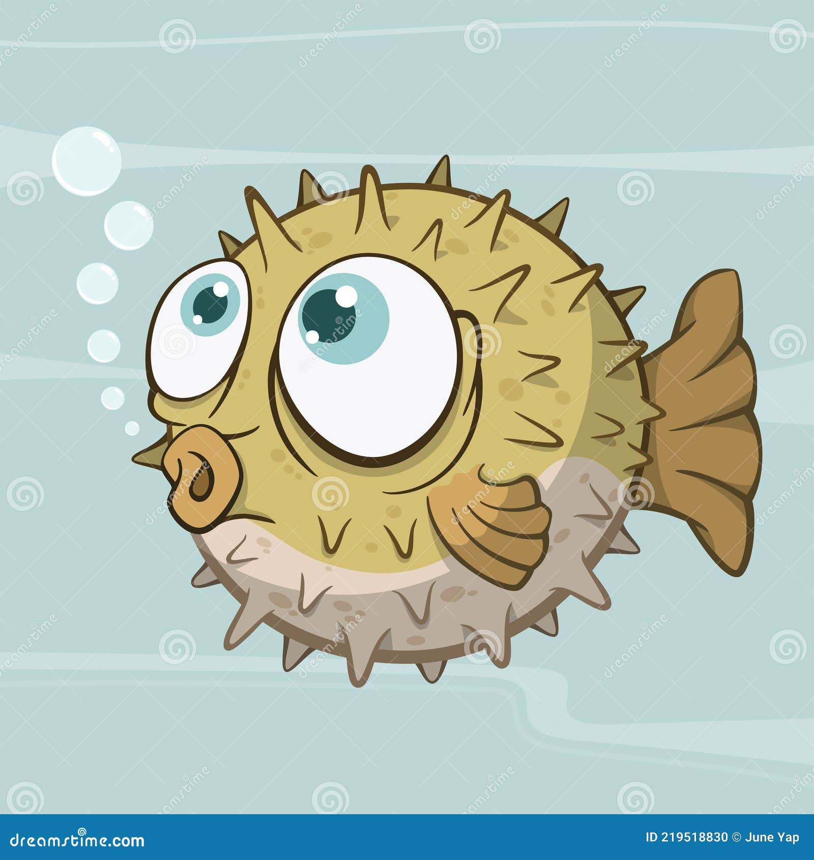 Cute Cartoon Puffer Fish Character Stock Vector - Illustration of ...