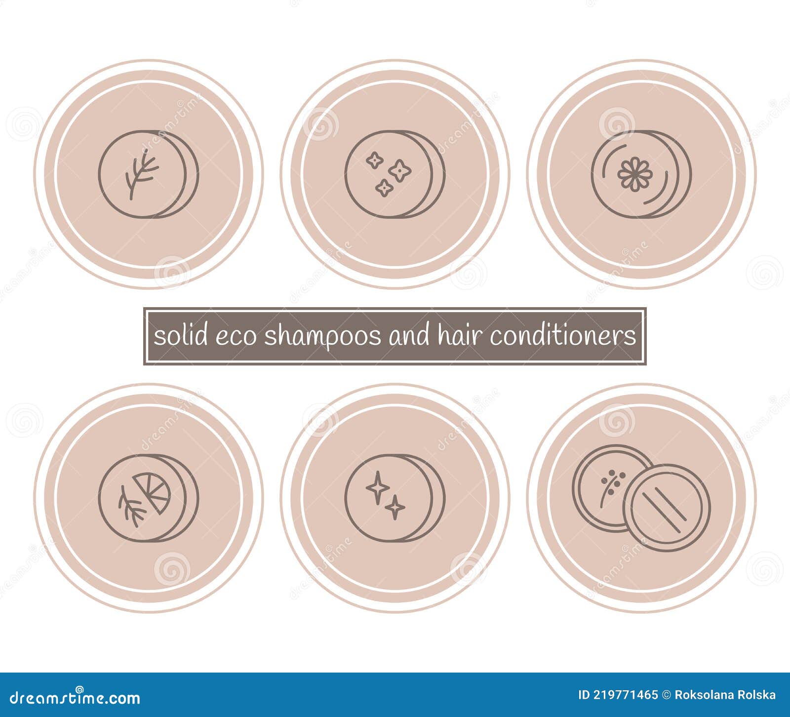 Solid Eco Shampoos and Hear Conditioners. Line Icon Set Stock Vector ...