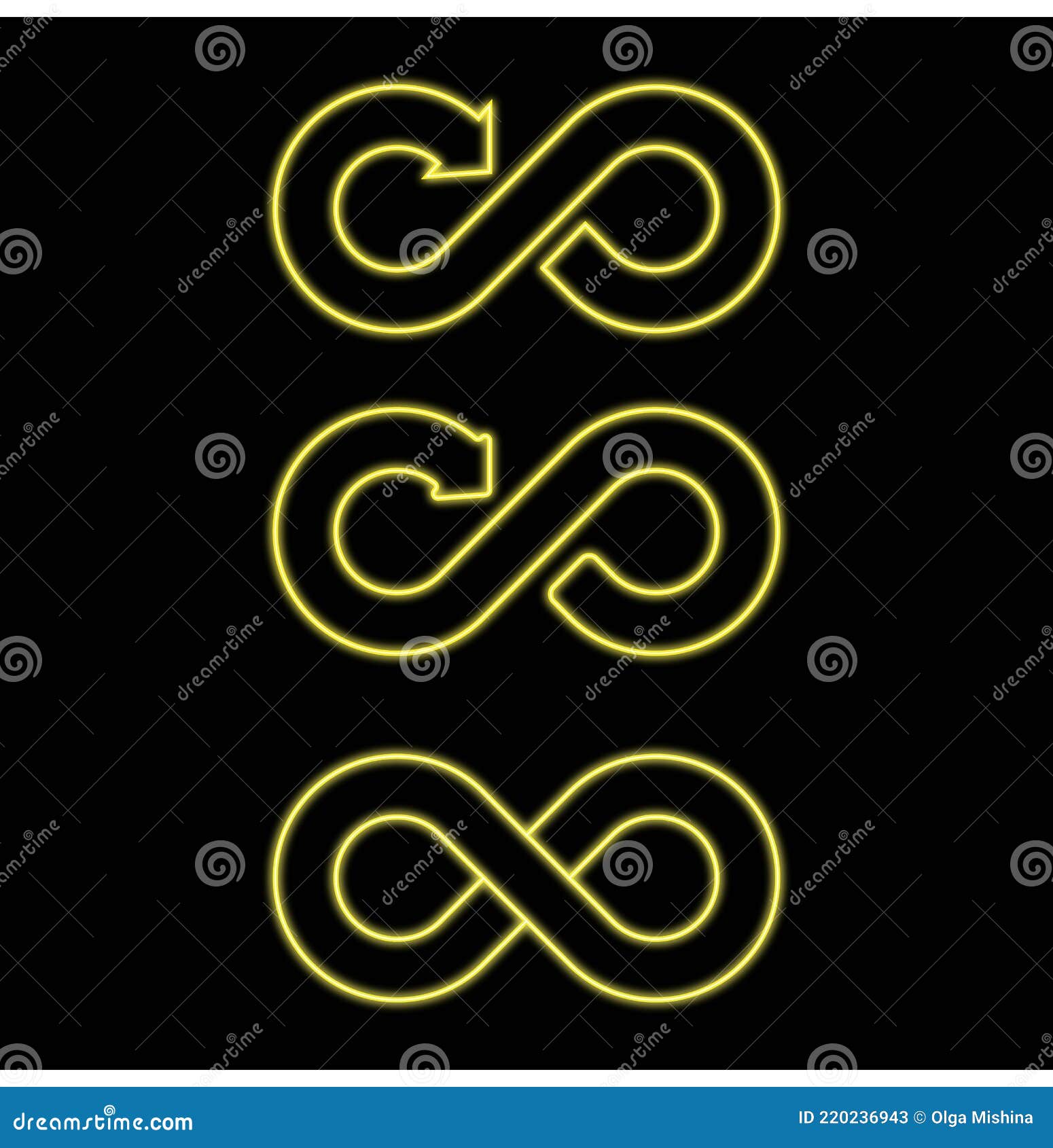 Set Infinity Symbols, Neon Arrow Icons, Pointers, Infinite Motion ...