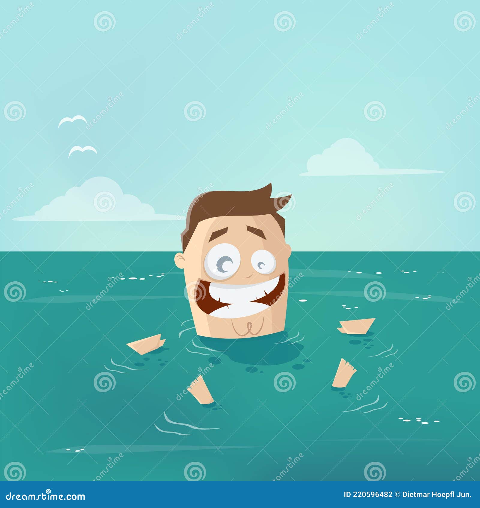 Cartoon Man Floating in Water Stock Vector - Illustration of recreation ...