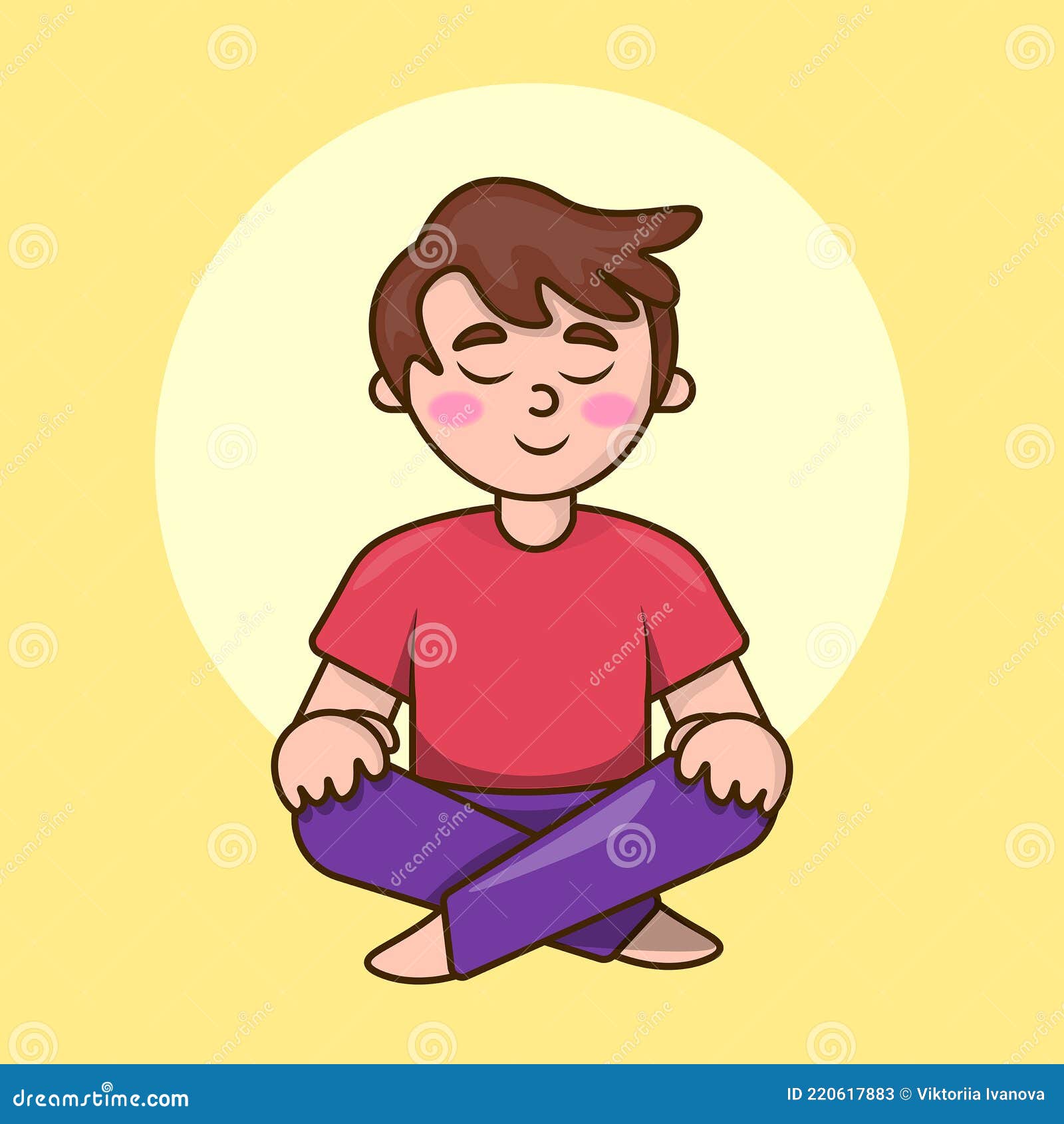Illustration of Young Man Meditating. Cartoon Style Vector Illustration ...