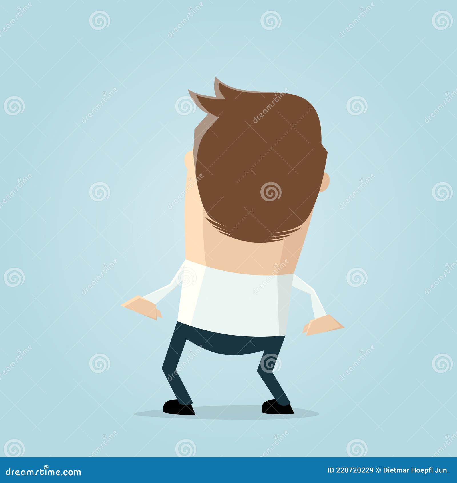 Funny Illustration of a Cartoon Man from Behind Stock Vector ...