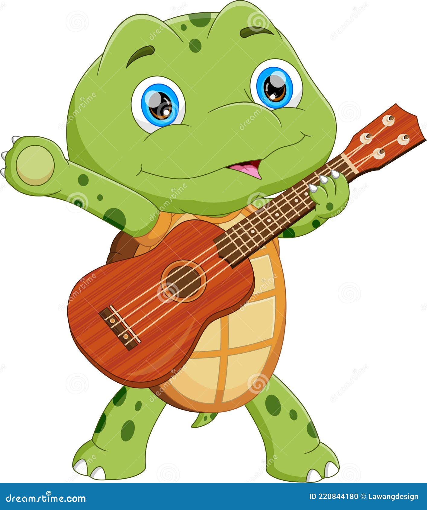 Cartoon Green Turtle Playing Guitar Stock Vector - Illustration of ...