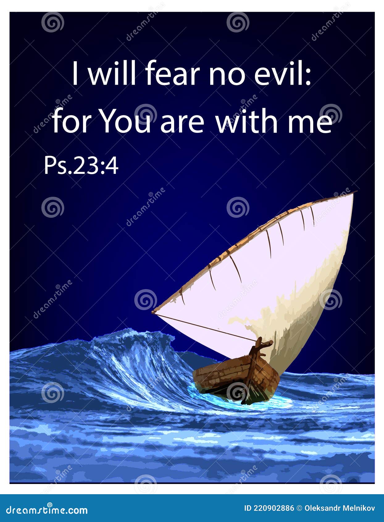 Baner Ship in the Stormy Sea. Realistic Boat Wave Sail. Christian Text ...