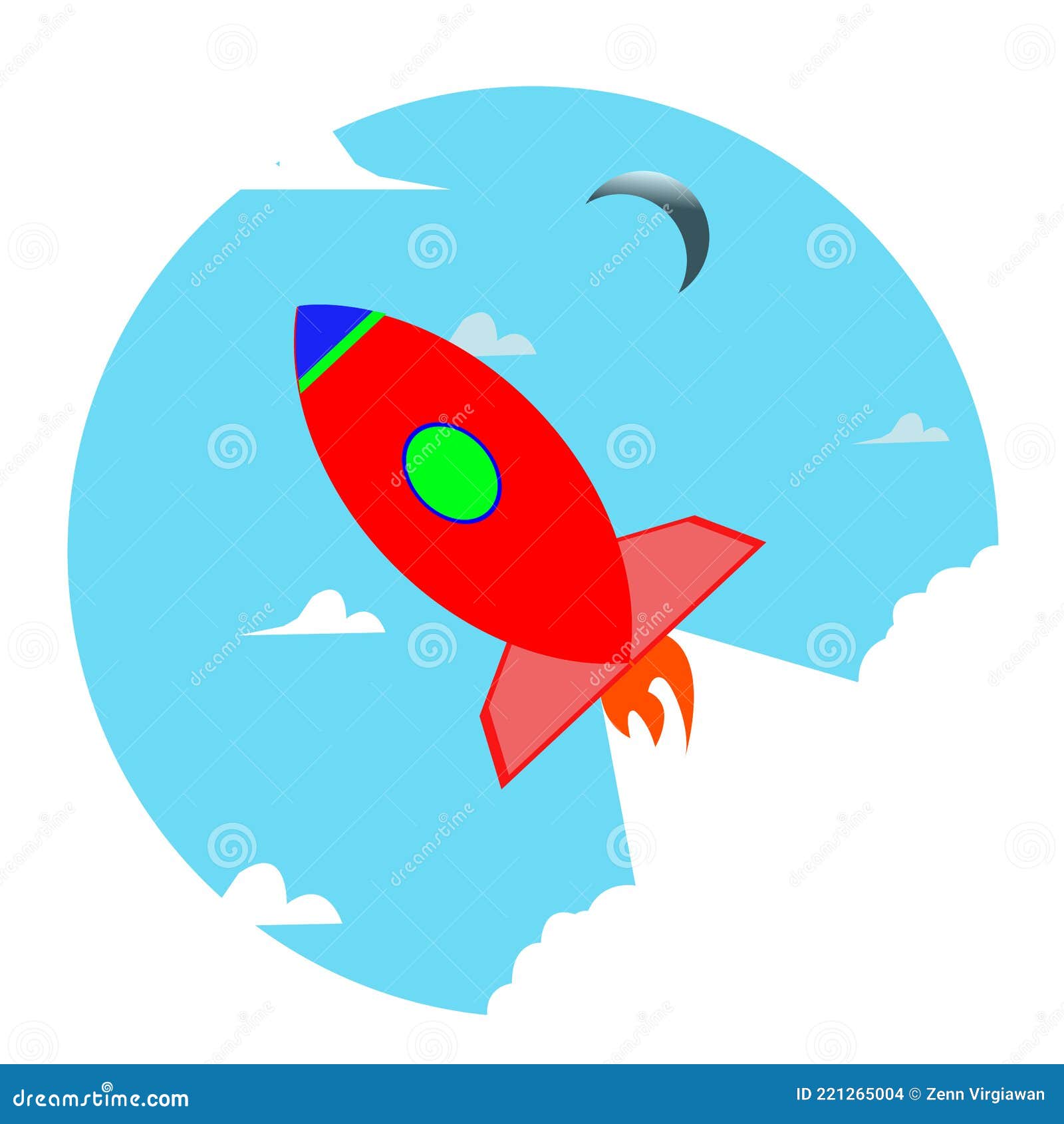 Red Rocket Vector Flying into Space Stock Vector - Illustration of ...