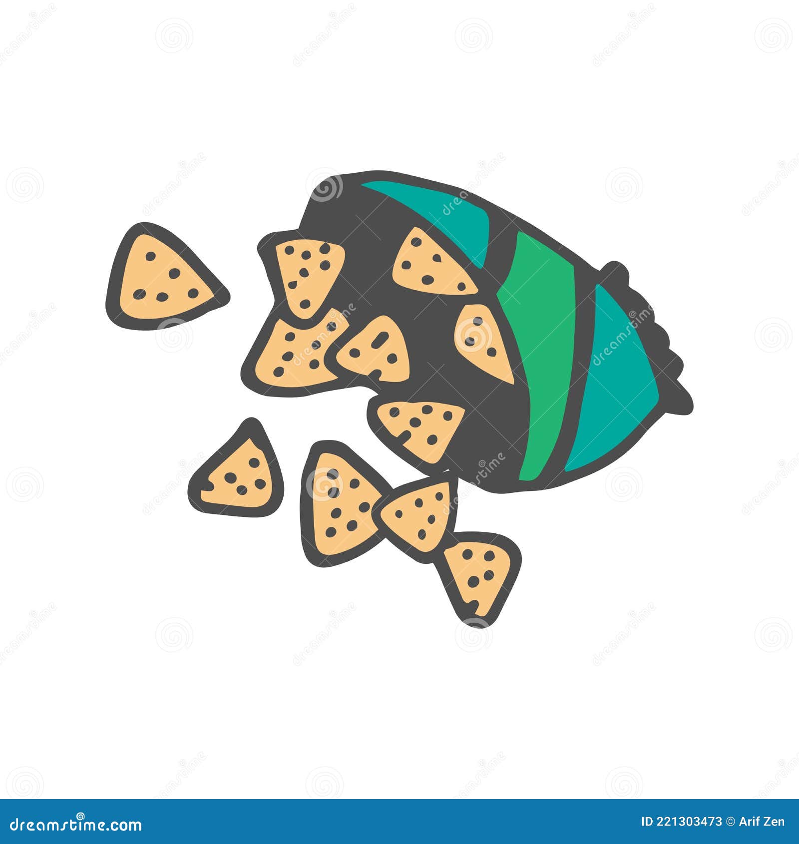 Spilled of Chips Illustration on White Background. Pile of Potato Chips ...