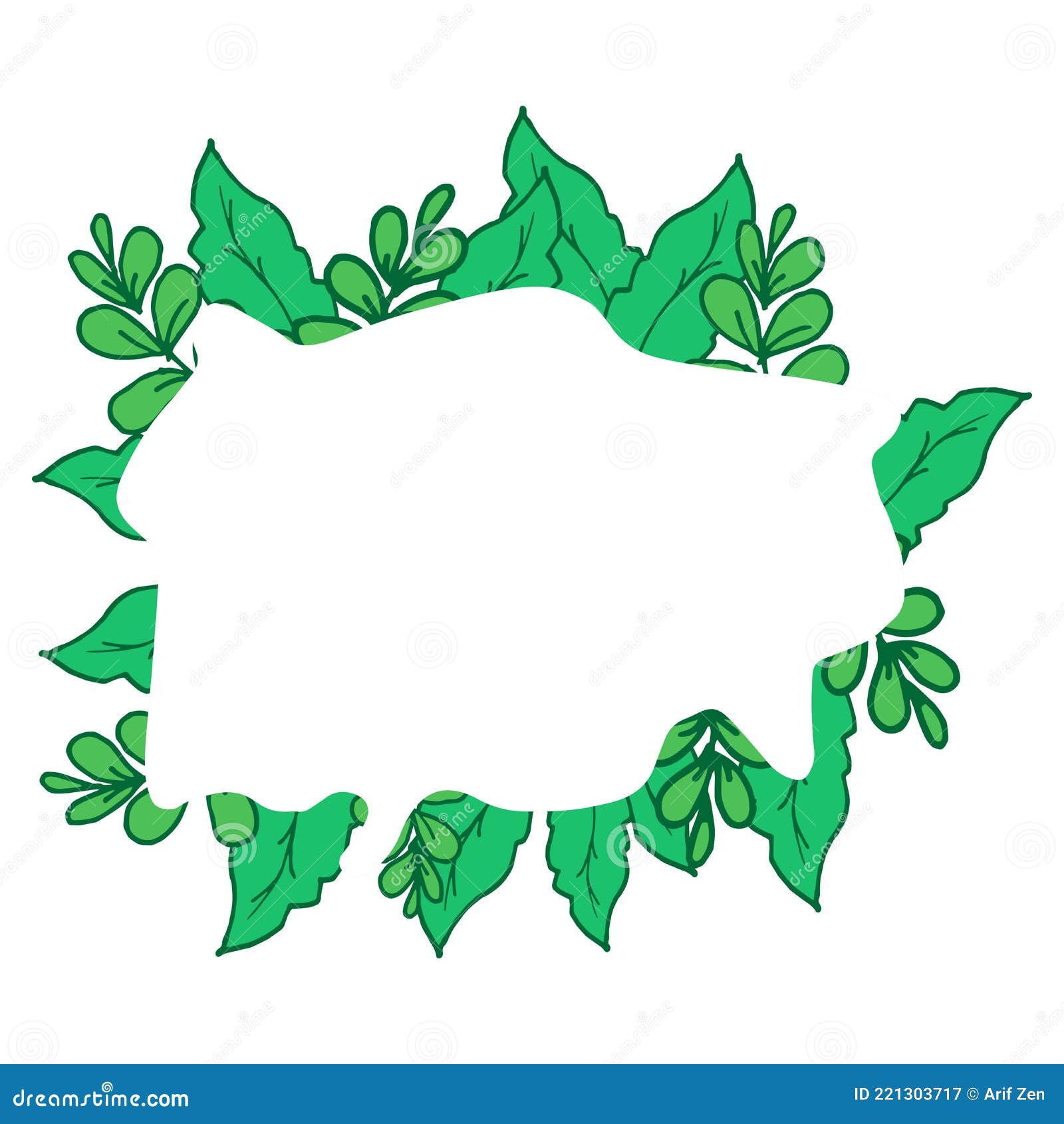 Green Leaves with Blank Space Template for Text. Nature Frame, Nature ...