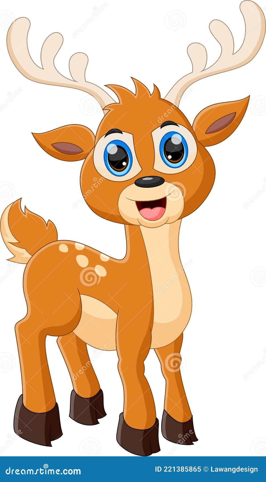 Cute Deer Cartoon and Smiling on White Background Stock Vector ...