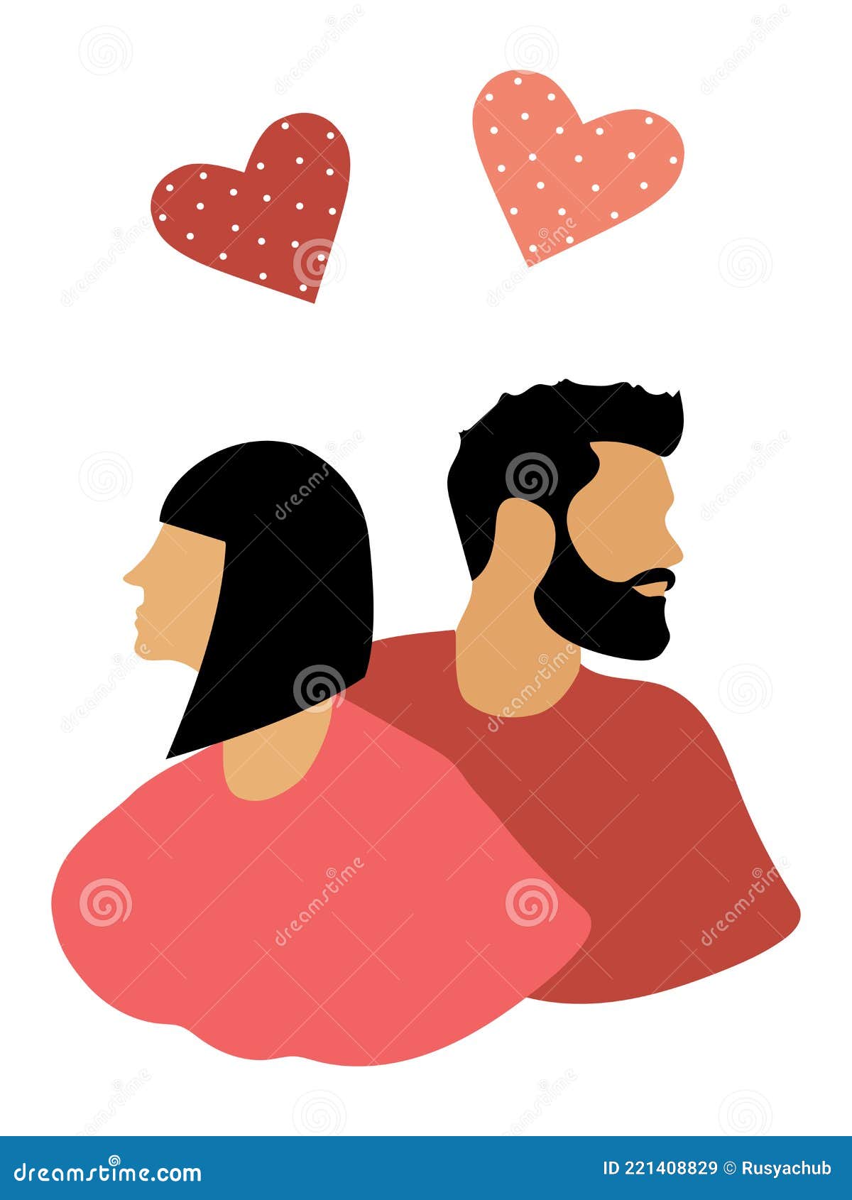 The Girl and the Guy Quarreled and Took Offense. Stock Vector ...