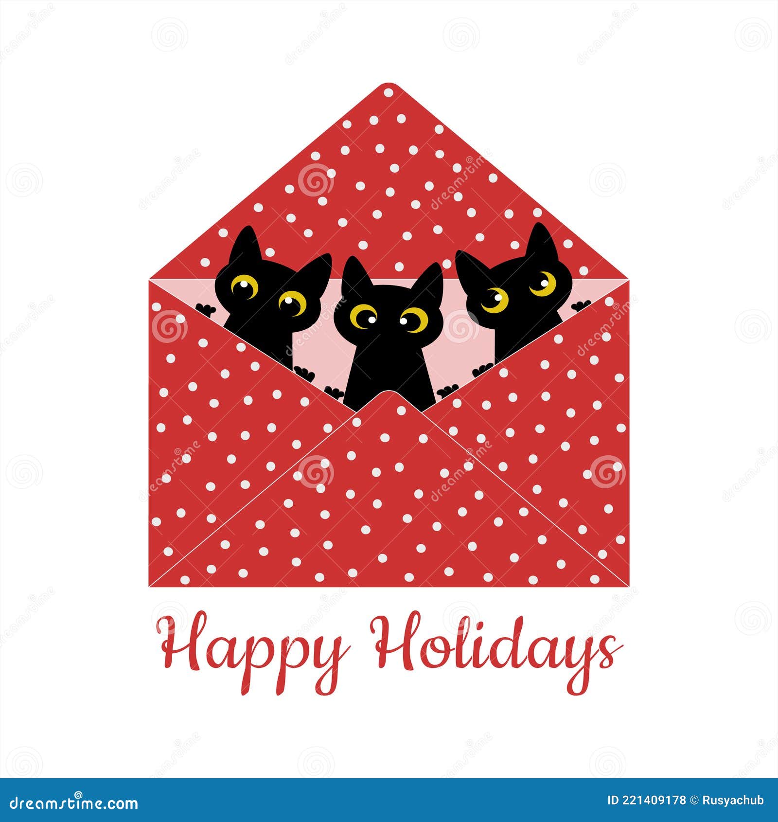 Red Envelope with White Polka Dots with Black Cats. Stock Vector ...