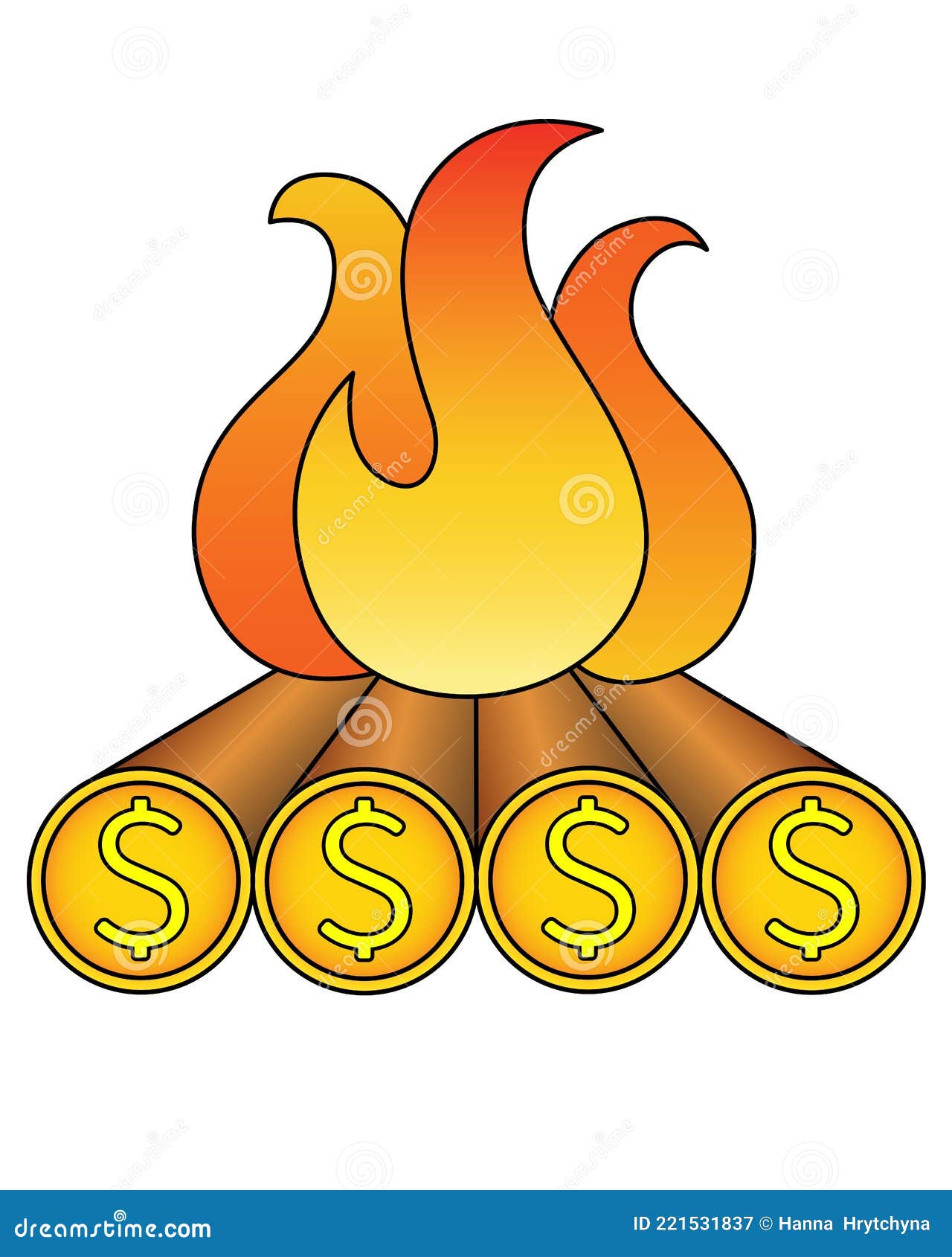 Bonfire With Firewood And Coins. Financial Independence Retire Early ...
