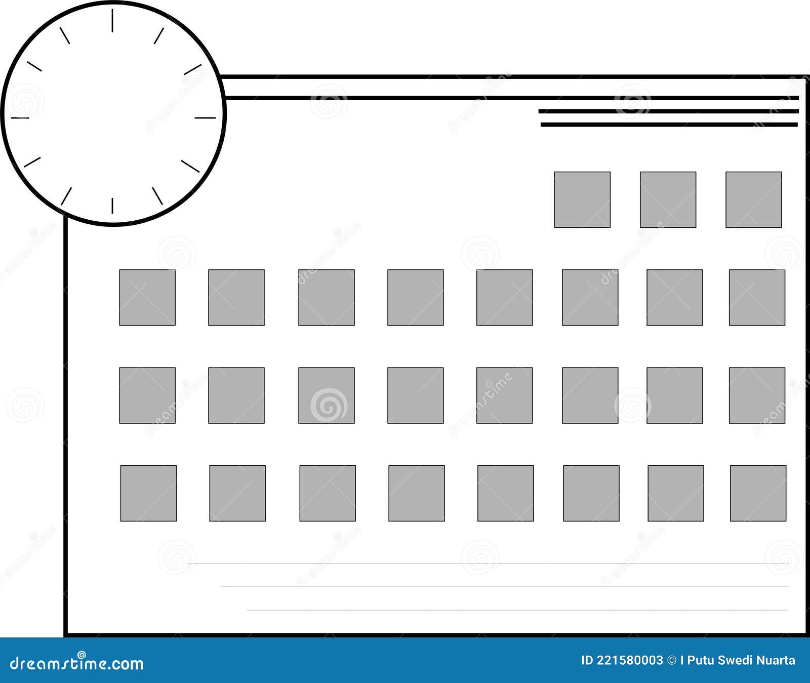 Simple Illustration of Calender and Clock Stock Vector - Illustration ...