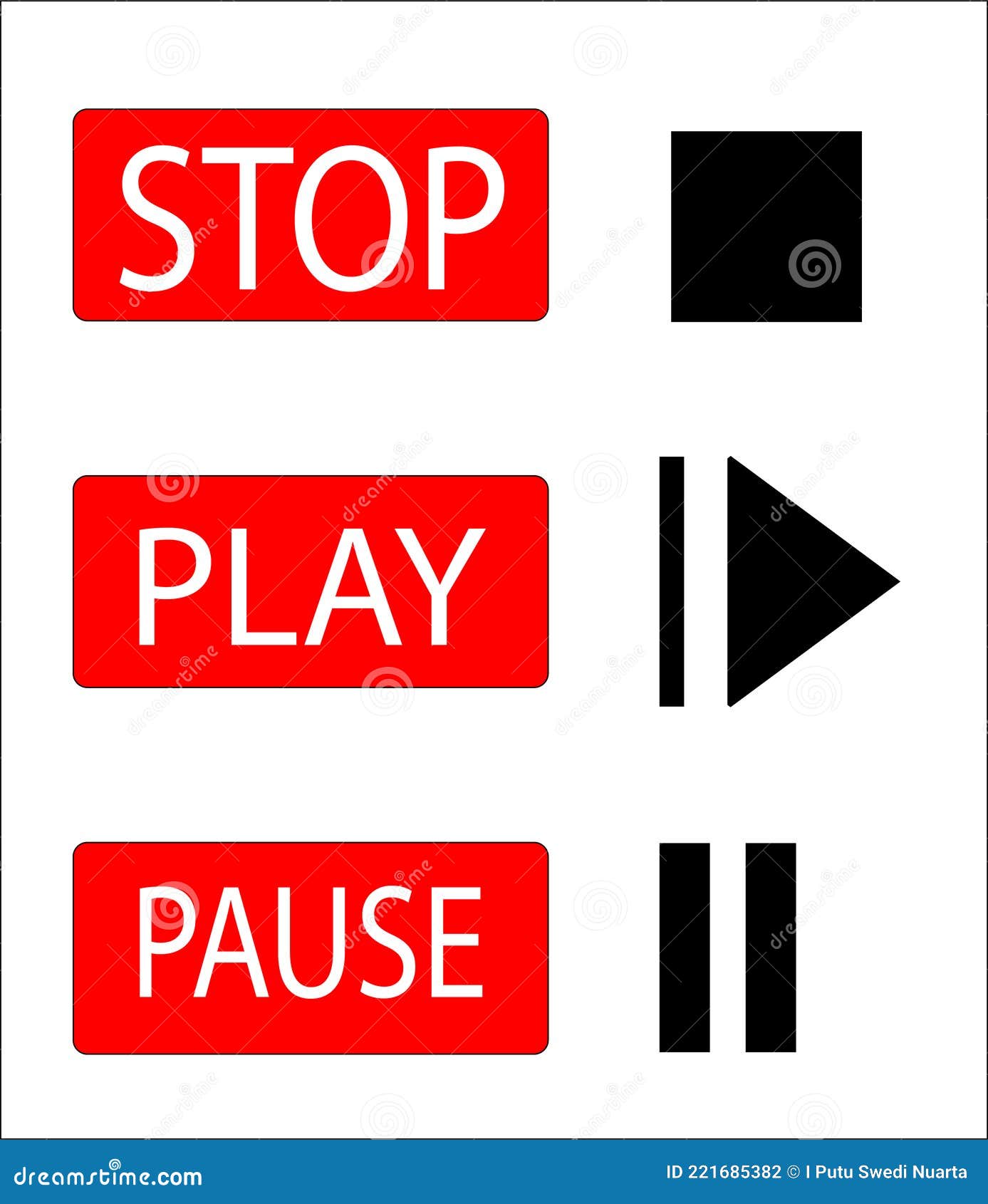 An Icon of Stop Play and Pause Stock Illustration - Illustration of ...