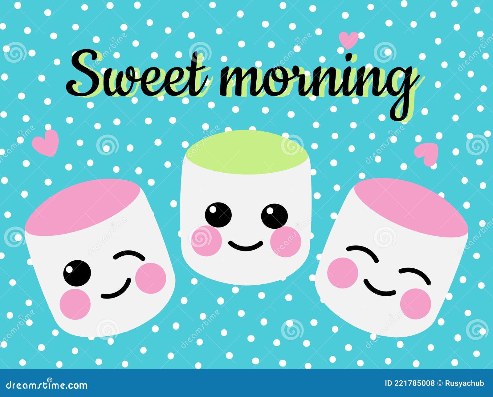 Cute Marshmallows with Different Emotions on a Blue Background Stock ...