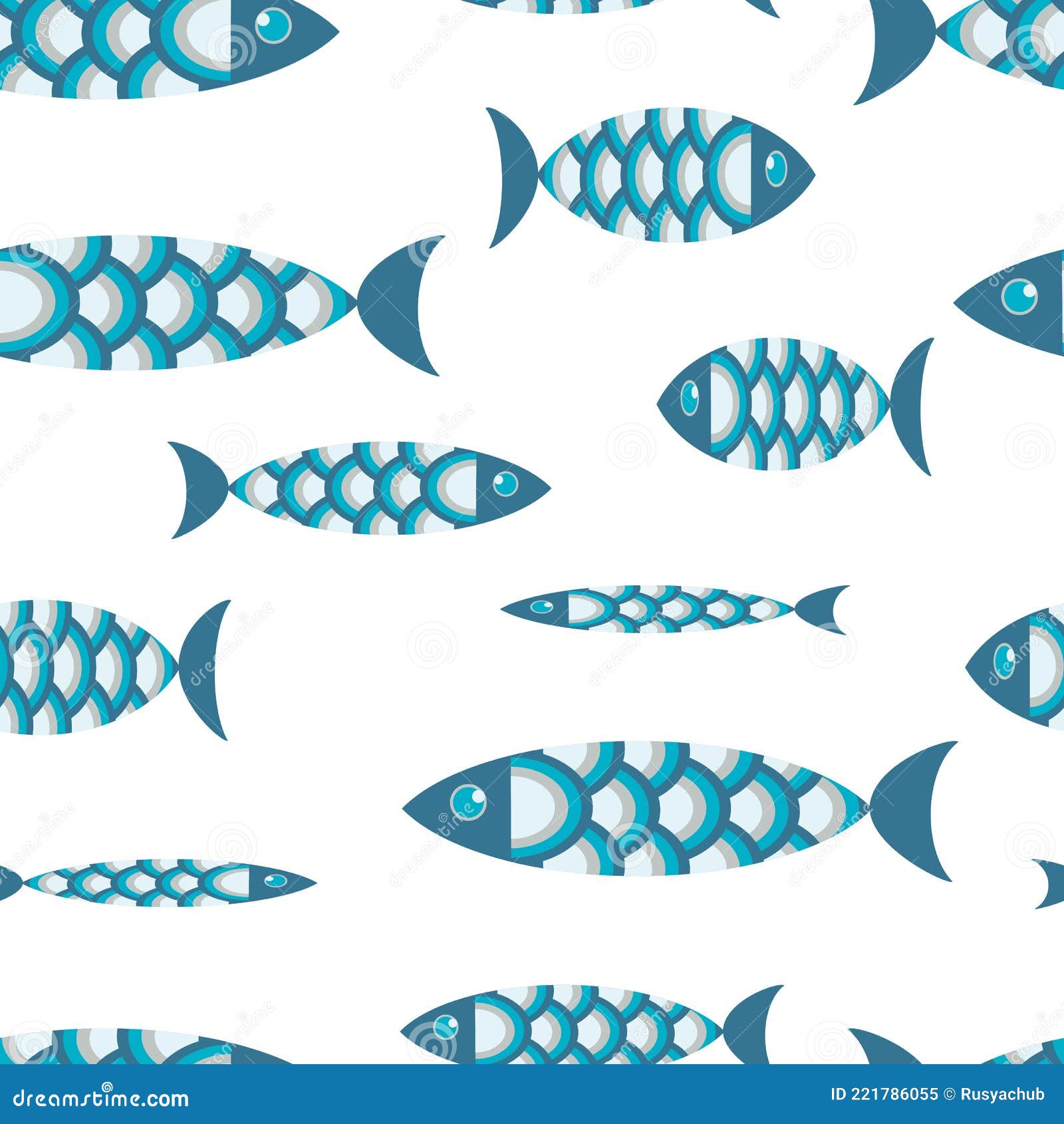 Creative Blue Fish on a White Background. Stock Vector - Illustration ...
