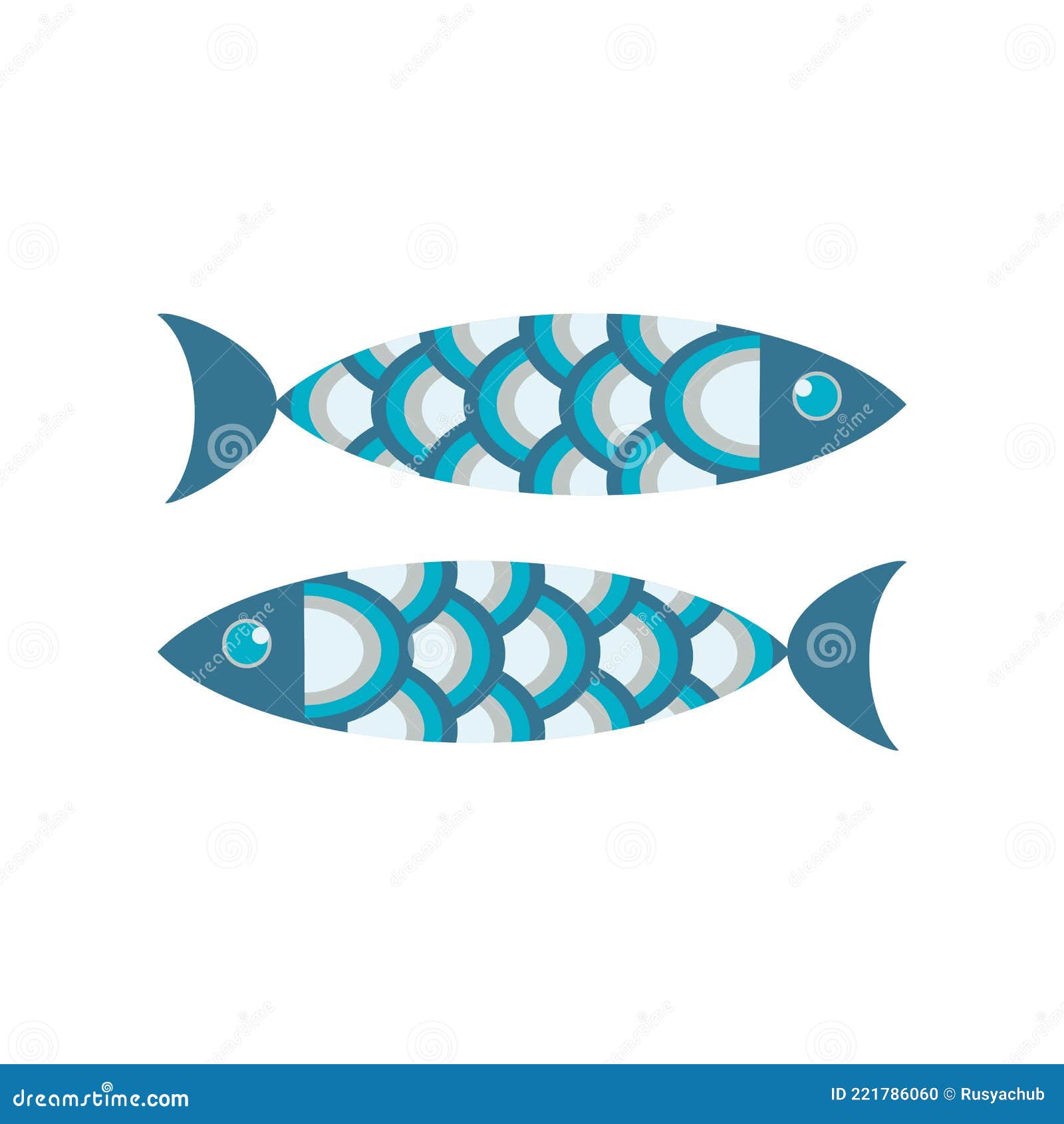 Cute Blue Fish with Unusual Scales Isolated on White Background. Stock ...