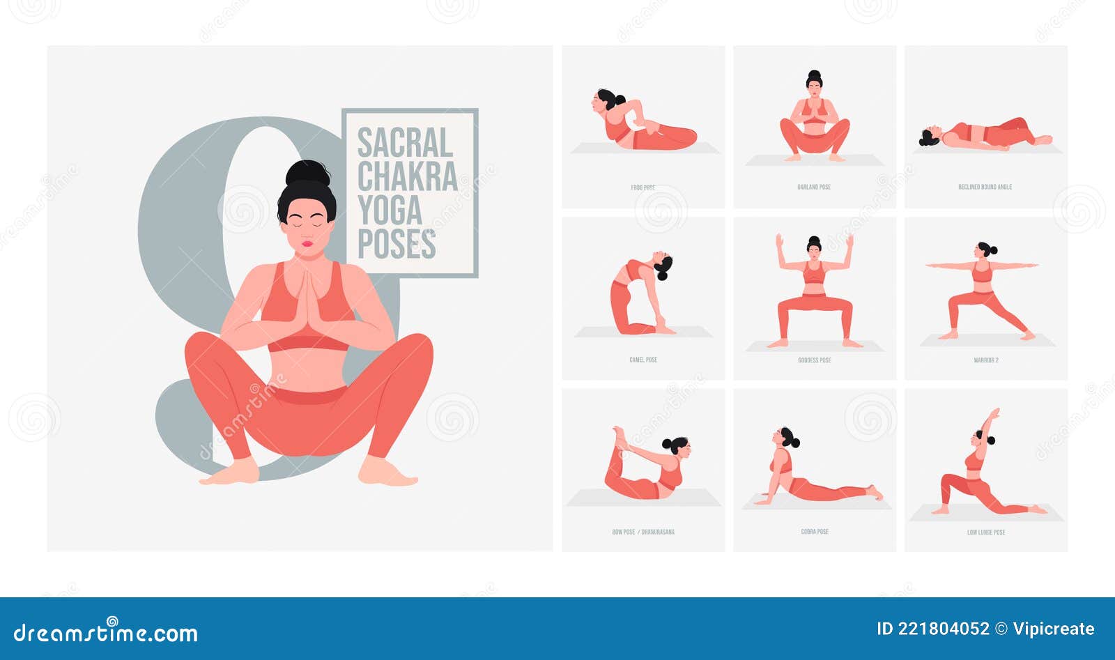 Sacral Chakra Yoga Poses. Young Woman Practicing Yoga Pose Stock Vector ...