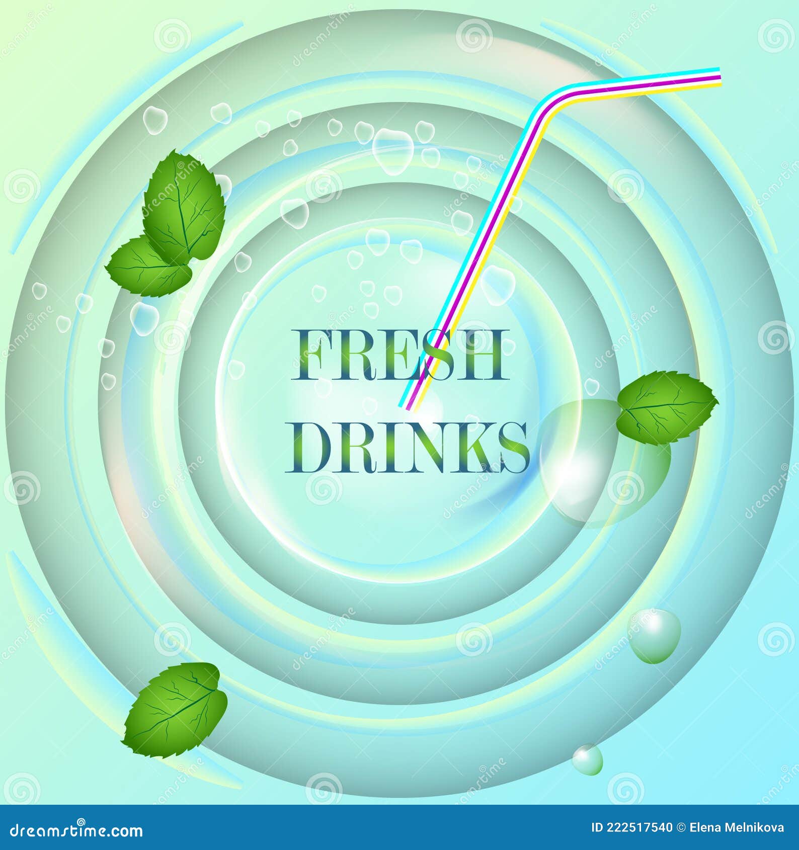 Turquoise Fresh Drinks Poster Stock Vector - Illustration of element ...