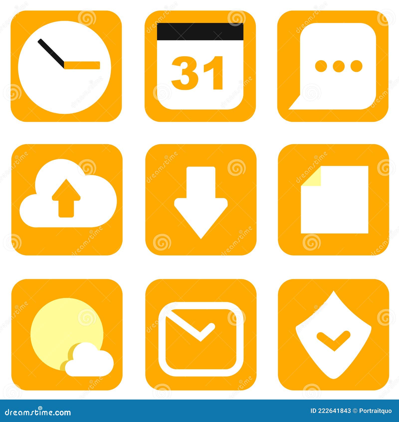 Vector Web Icons Isolated Set in Flat Minimalistic Style. Clocks ...