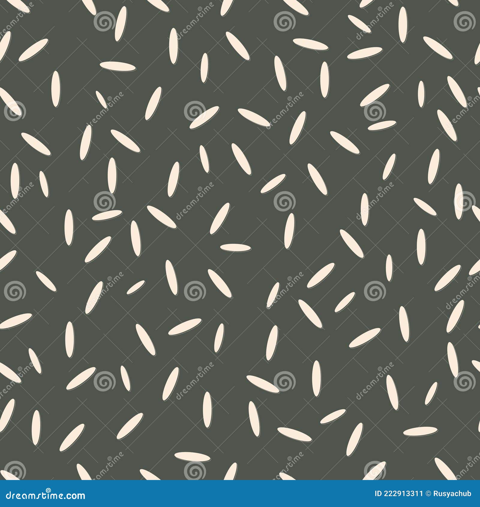 Seamless Modern Pattern with Elements of Rice Grains on a Dark Green ...