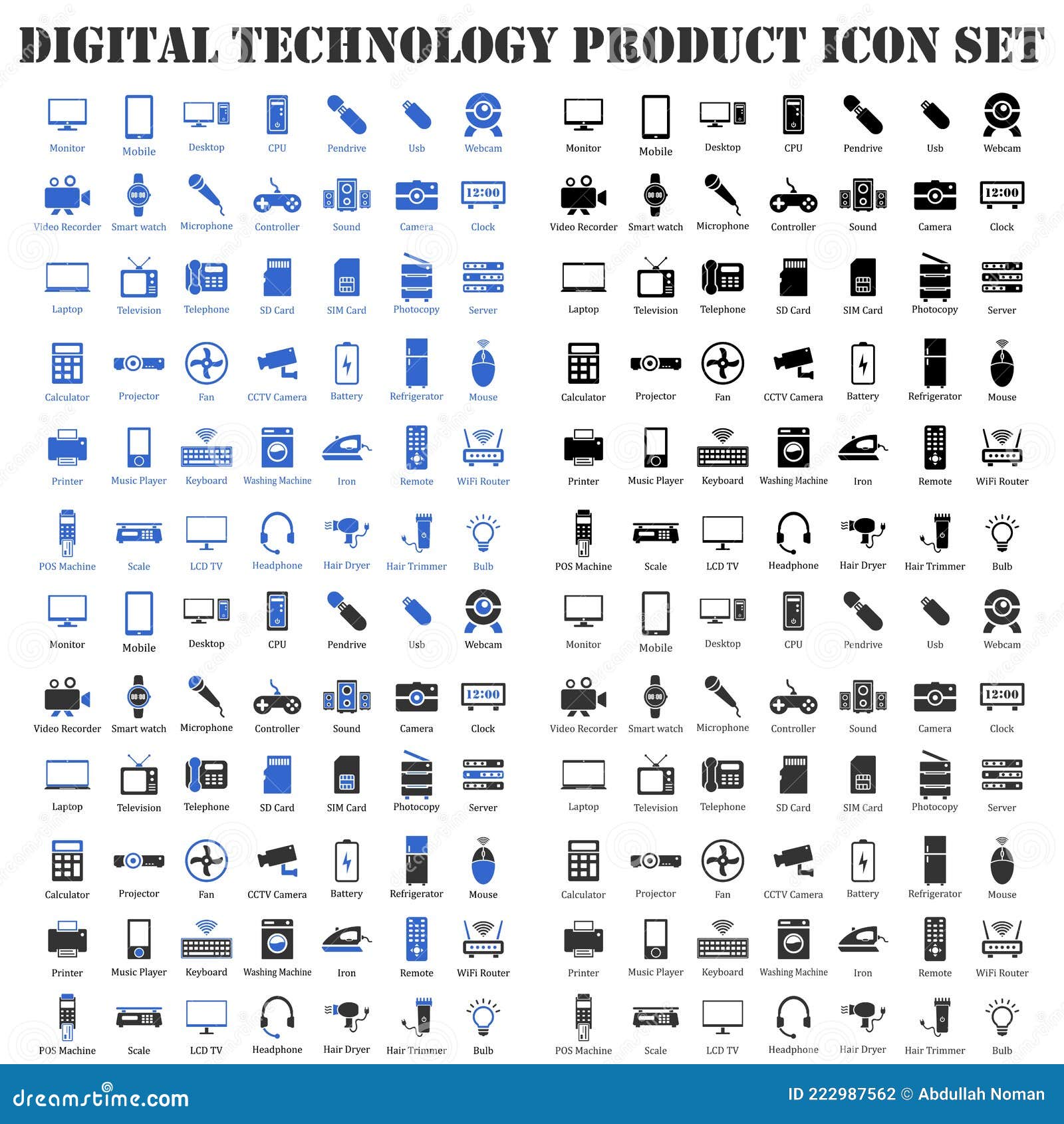 Digital Technology Device Icon Set Stock Vector - Illustration of bulb ...