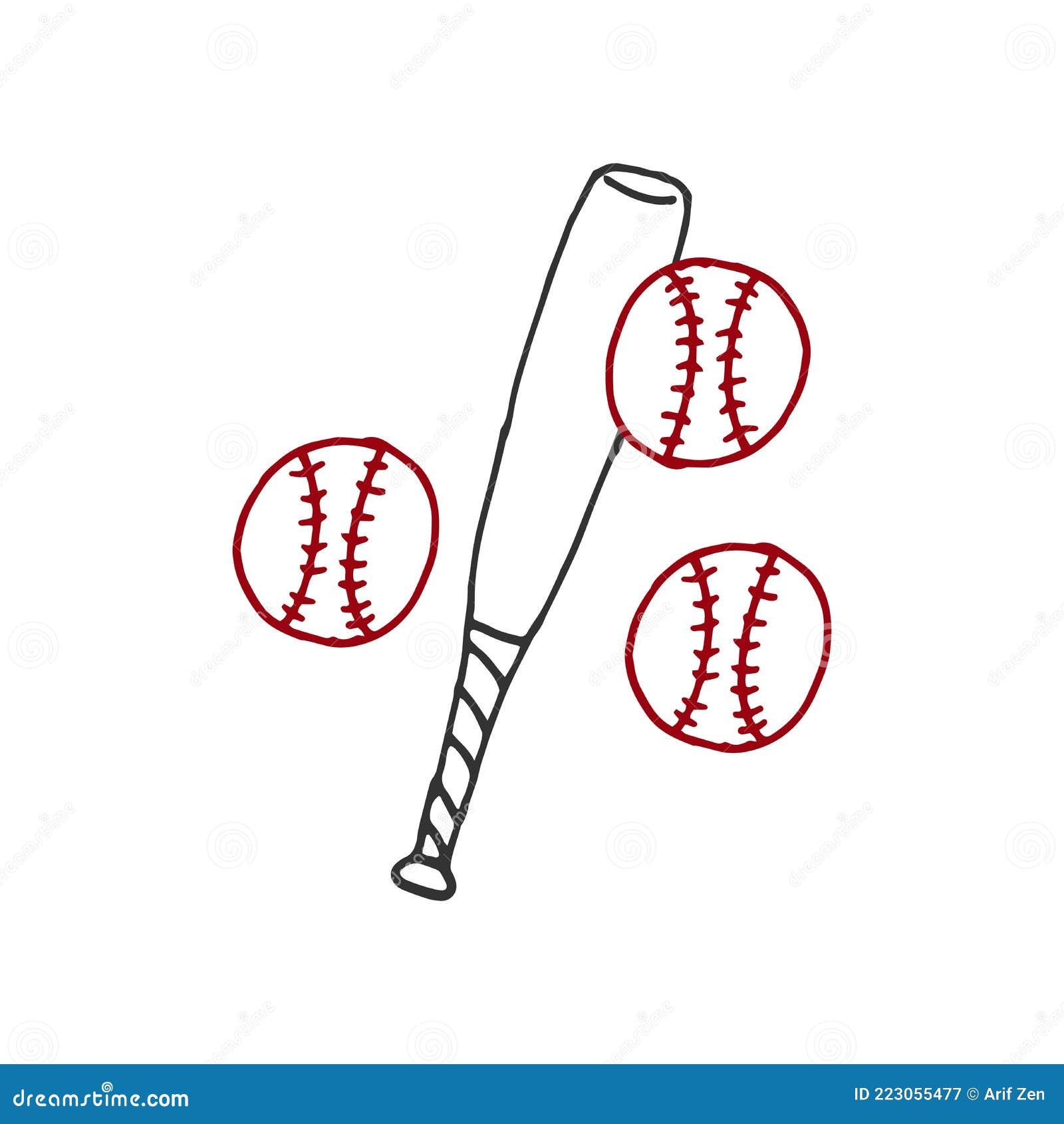 Stick Baseball with Three Balls Illustration on White Background. Sport ...