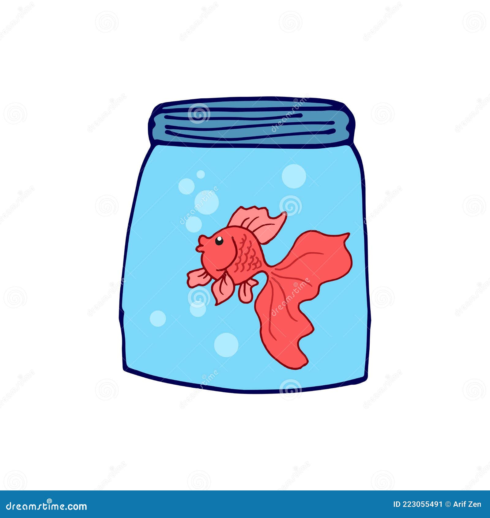 Cute Fish in the Jar Illustration on White Background. Red Fish with ...