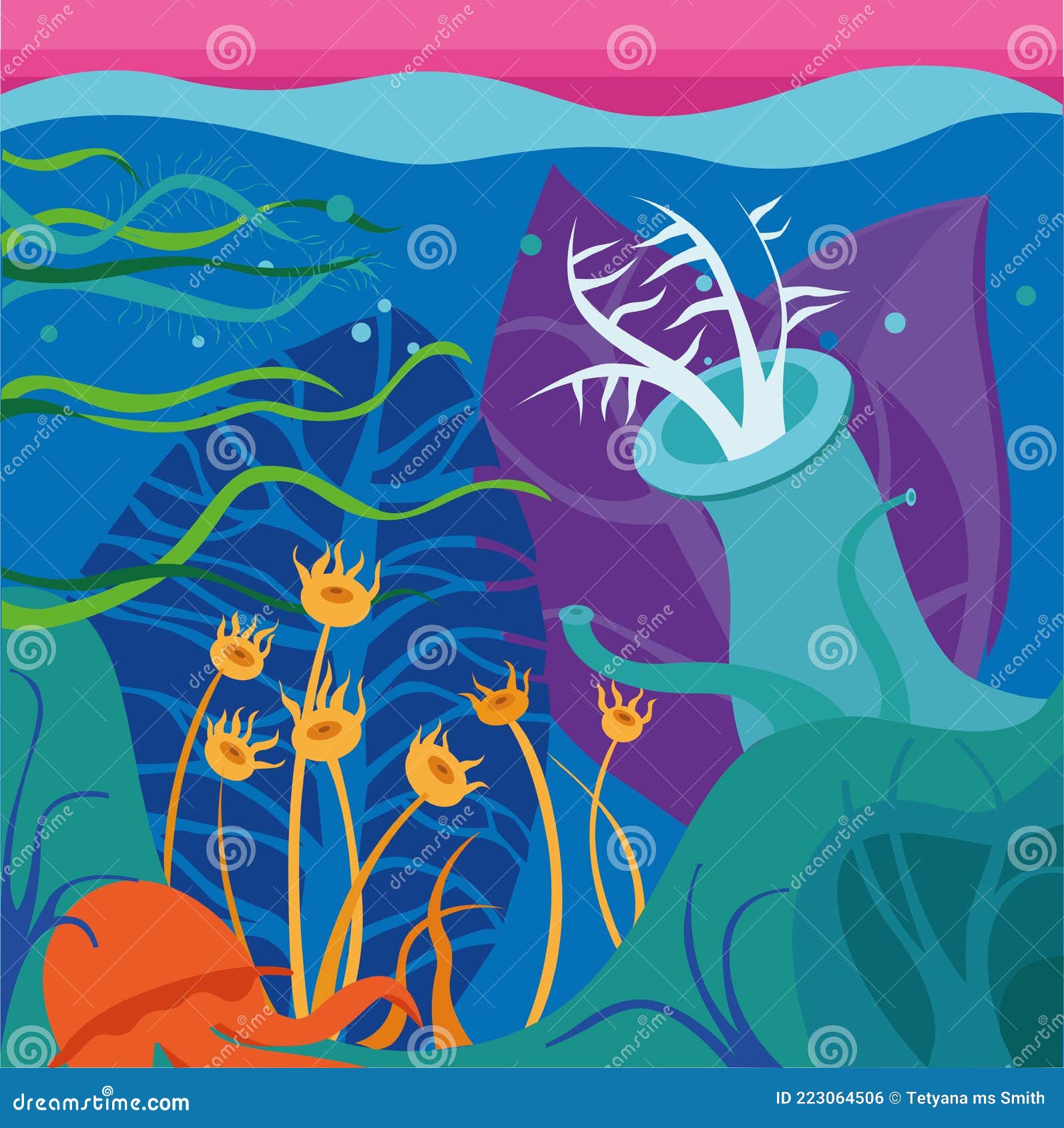 Illustration of the seabed stock vector. Illustration of aquarium ...