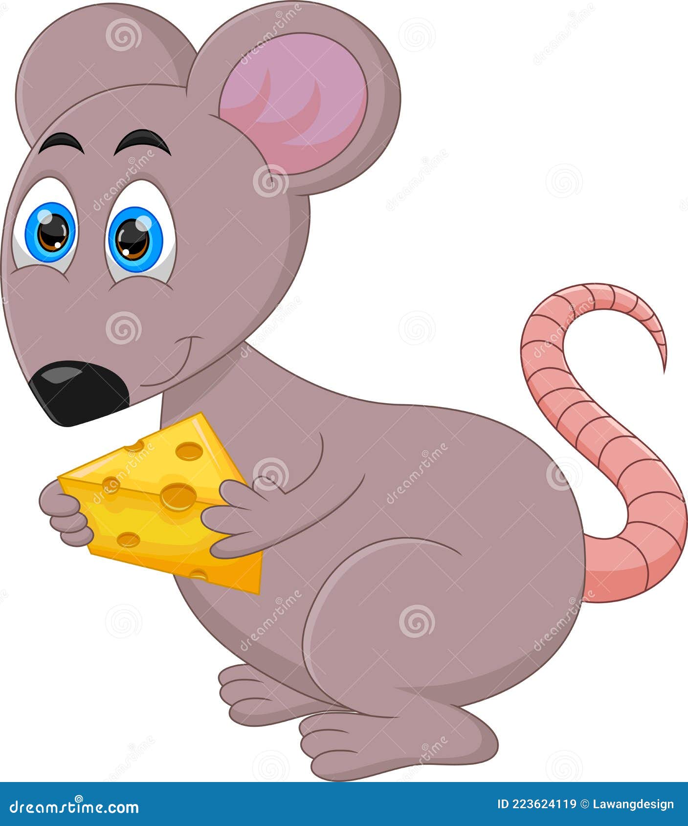 Cartoon Happy Mouse Holding Cheese Stock Vector - Illustration of pest ...