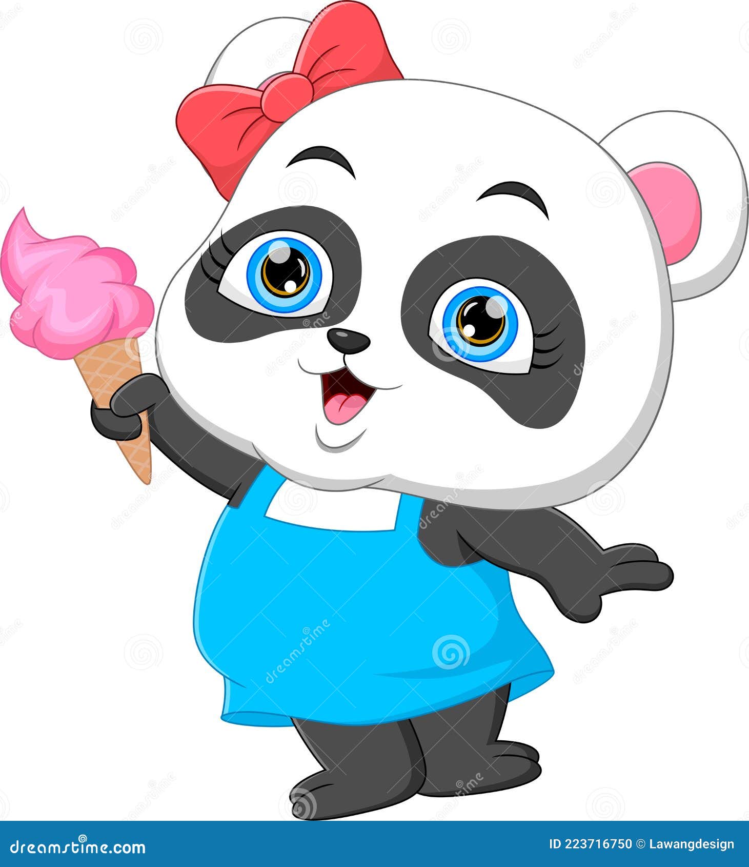 Cute Panda Cartoon Holding Ice Cream Stock Vector - Illustration of ...