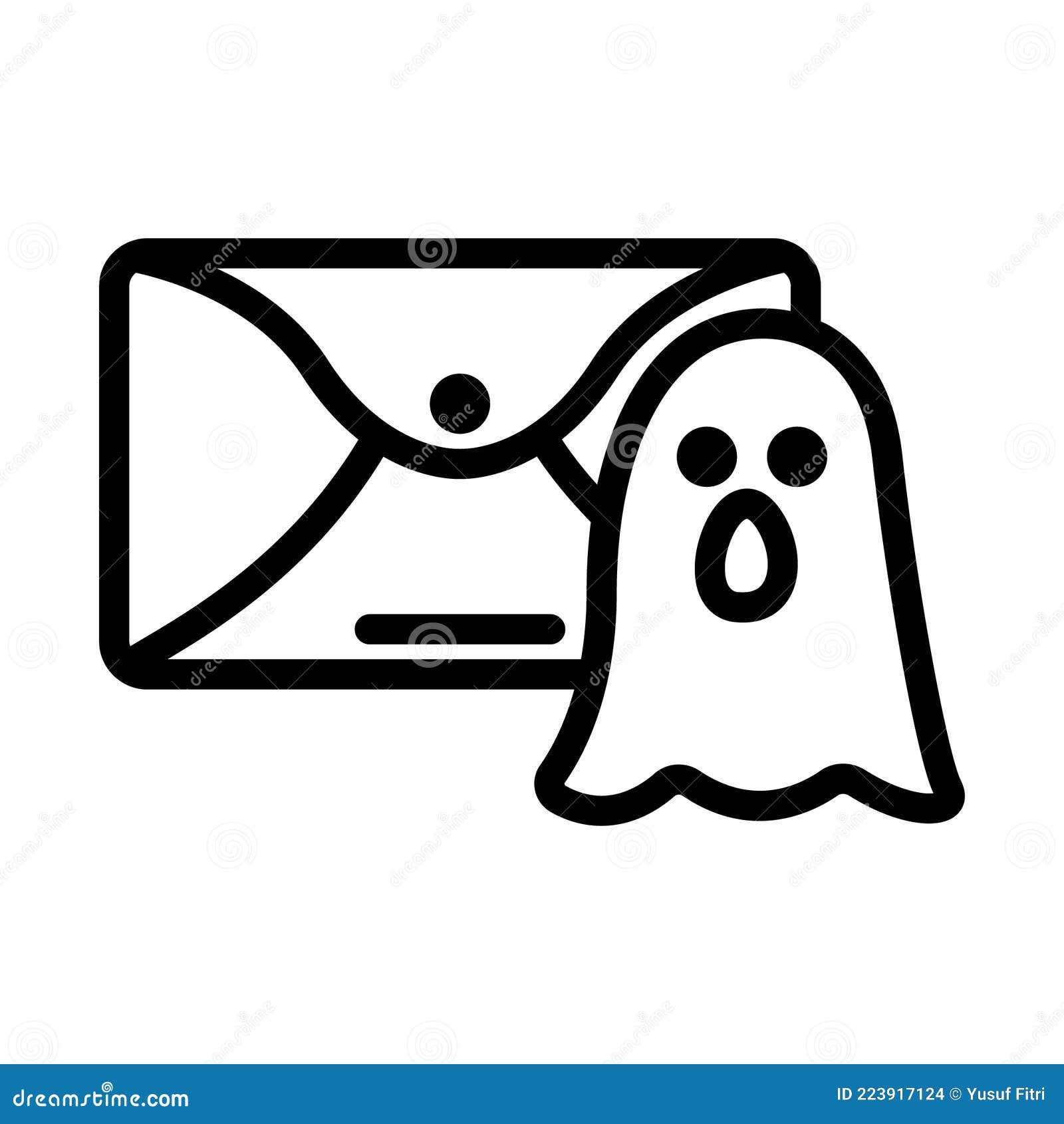 Ghost Email Icon Line Illustration, Helloween Day Stock Vector ...