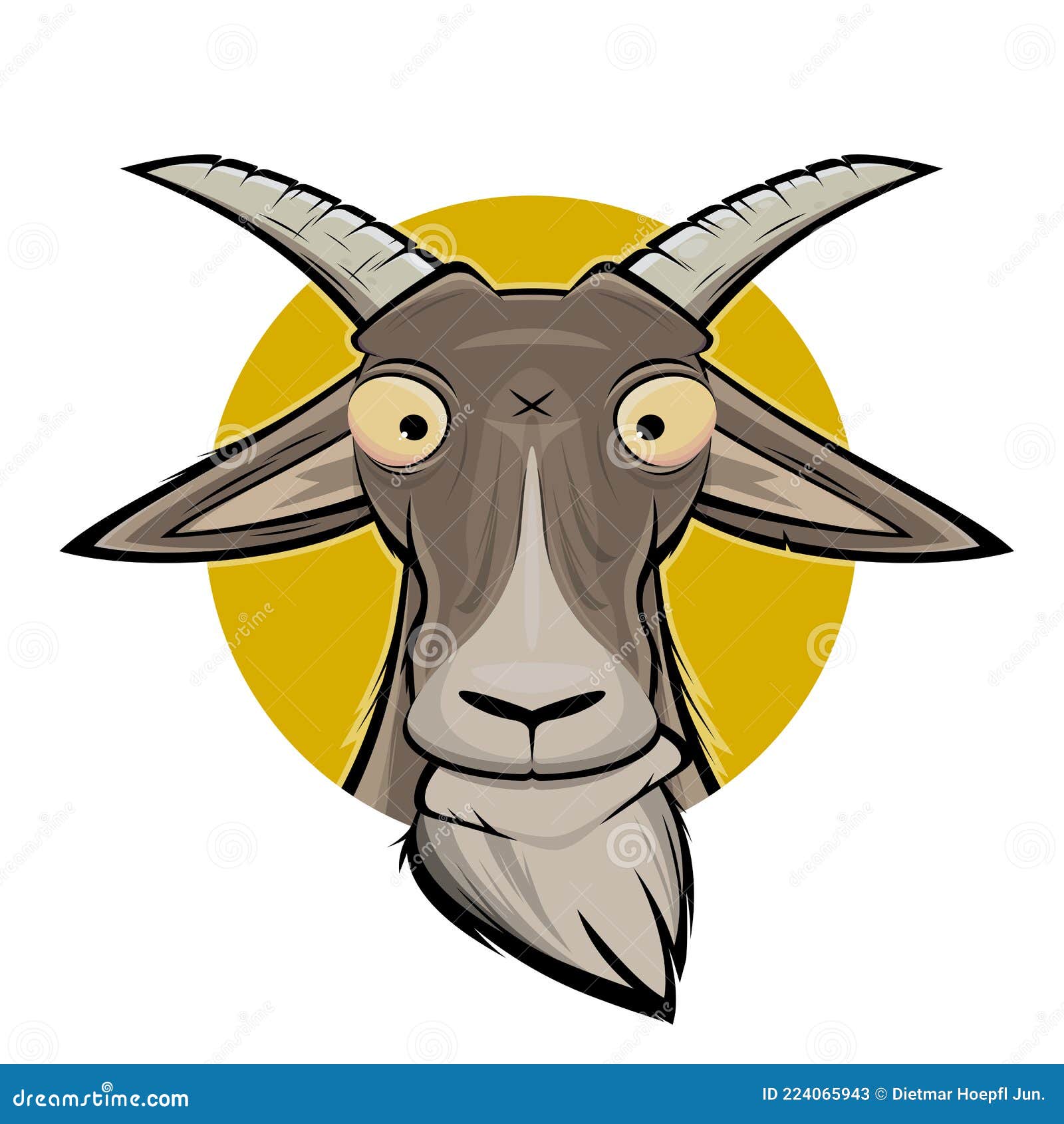 Cartoon Illustration of a Goat Head Stock Vector - Illustration of ...