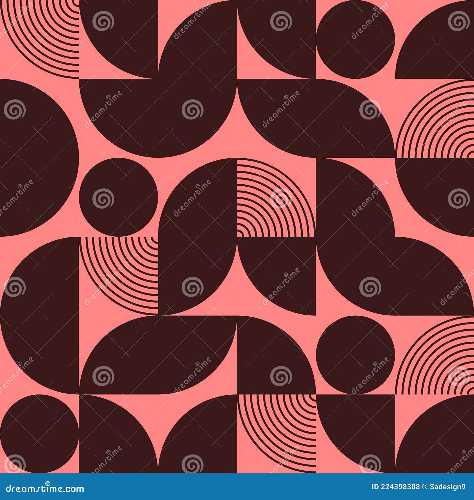 Black and Pink Abstract Vector Seamless Pattern with Geometric Shapes ...