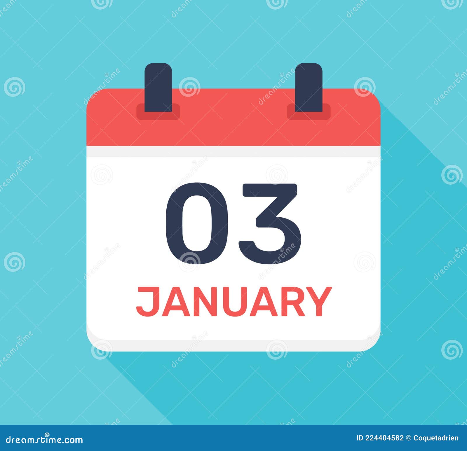 January 3. Calendar Icon. Vector Illustration of One Day of Month Stock ...