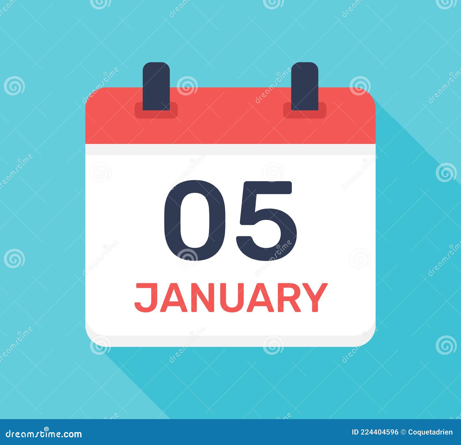 Calendar January 5 Icon Illustration Vector. Stock Vector ...