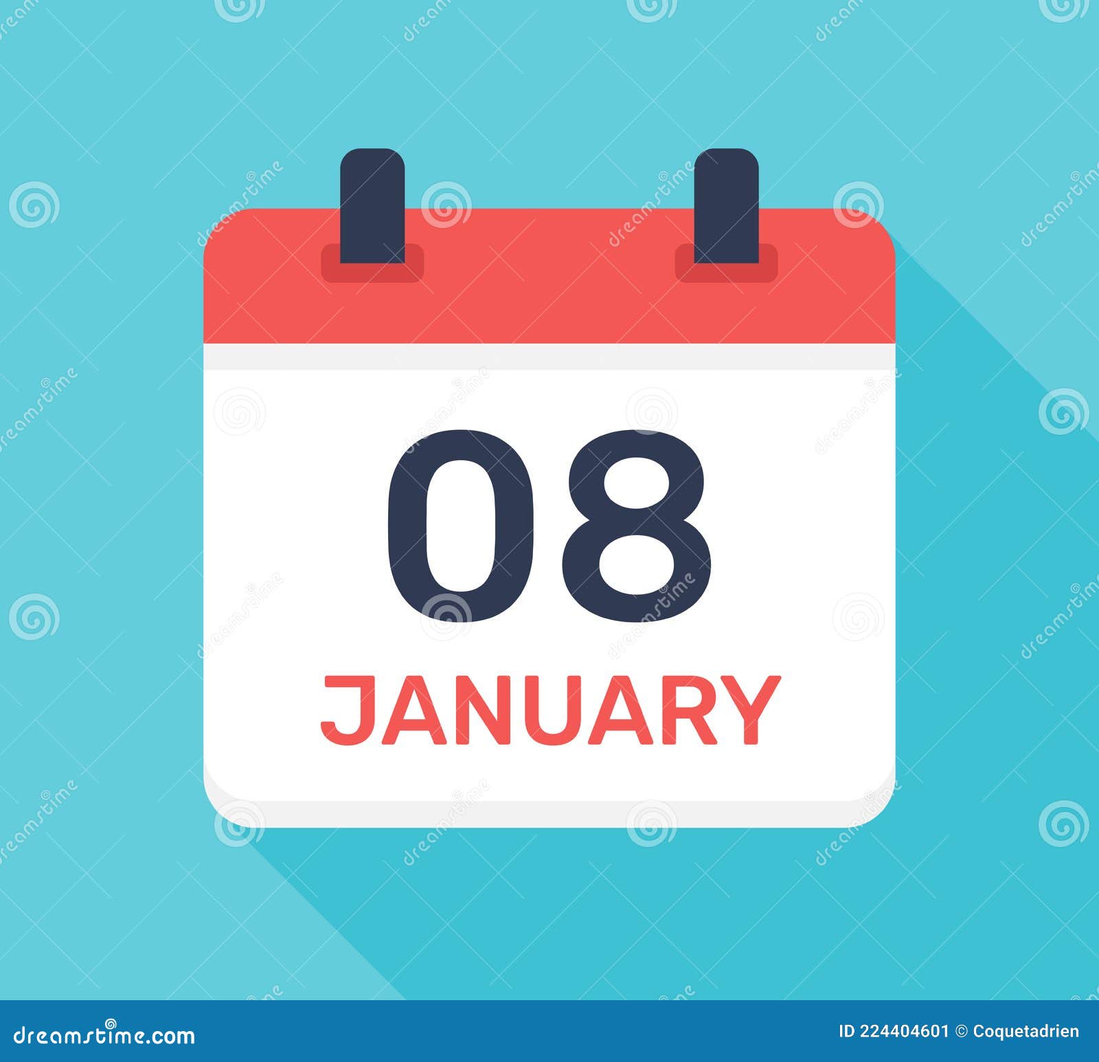 January 8 or Jan 8. Vector Flat daily Calendar Icon Stock Vector ...