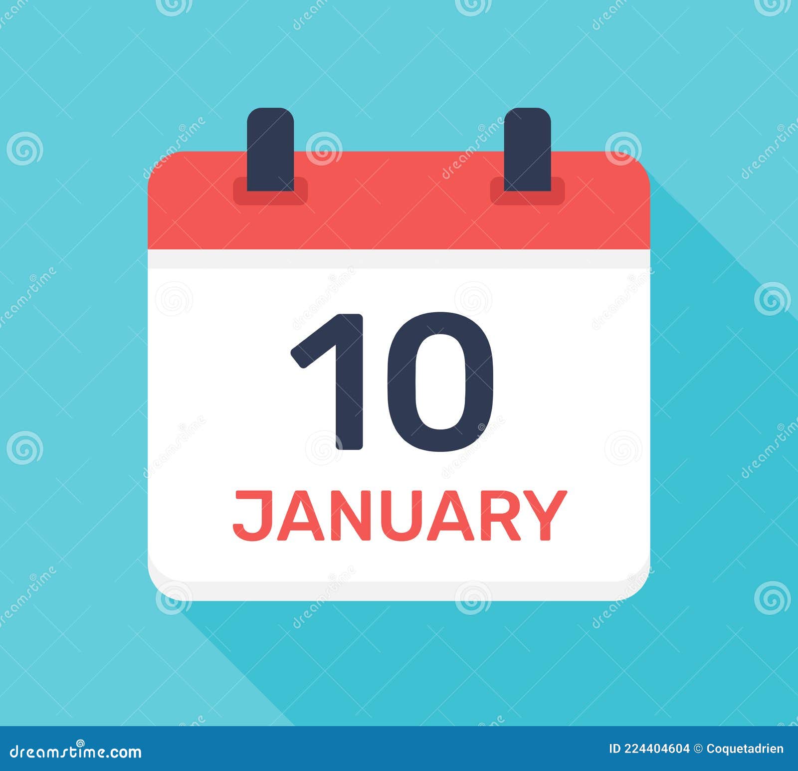 January 10, Ten of the Month. Date and Day of the Year. Stock Vector ...