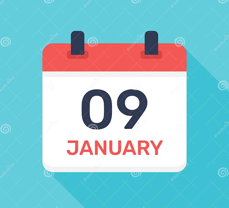 January 09 Calendar Design Template. Nine January Stock Vector ...