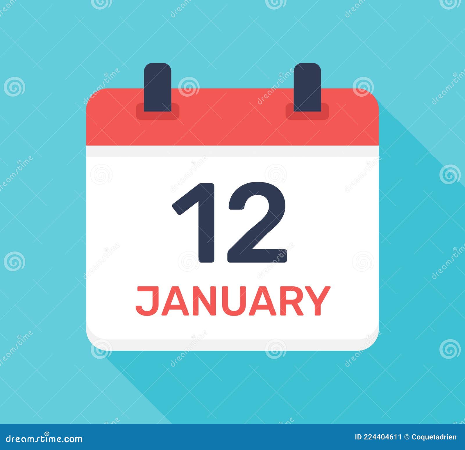 Jan 12 or Twelve of January Calendar Icon Symbol. Stock Vector ...