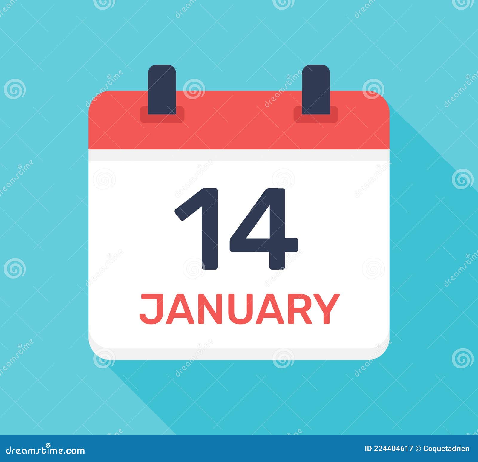 Calendar Date Icon. January 14 Vector Graphic Design Stock Vector ...