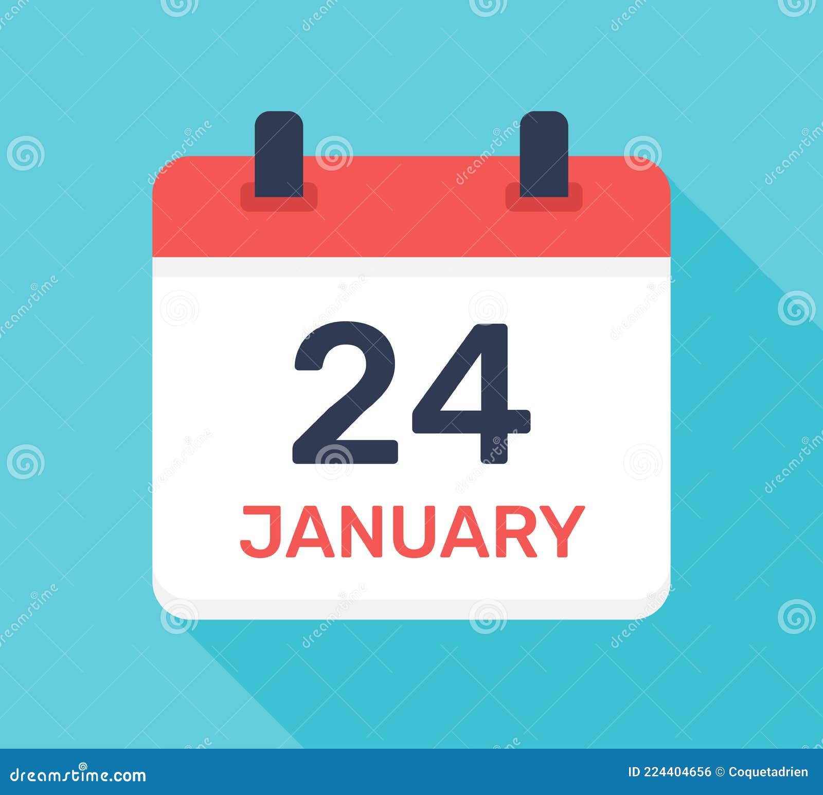 Calendar with Day 24 January, Flat Design Vector Illustration. Stock ...