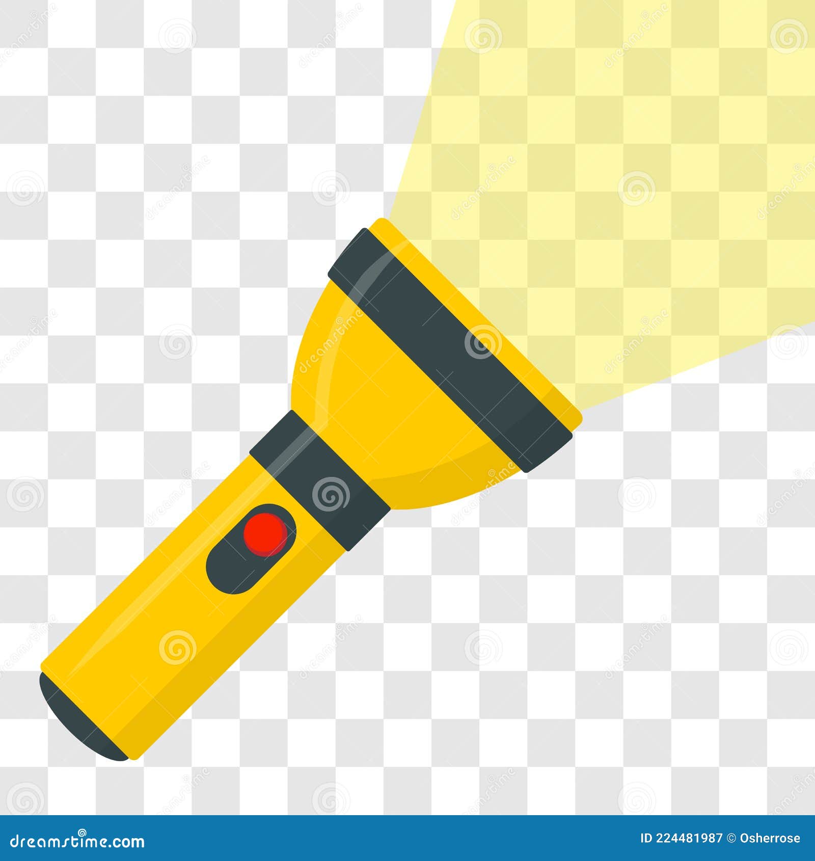 Flashlight Icon Flat Design Yellow Portable Torch Vector Icon ...