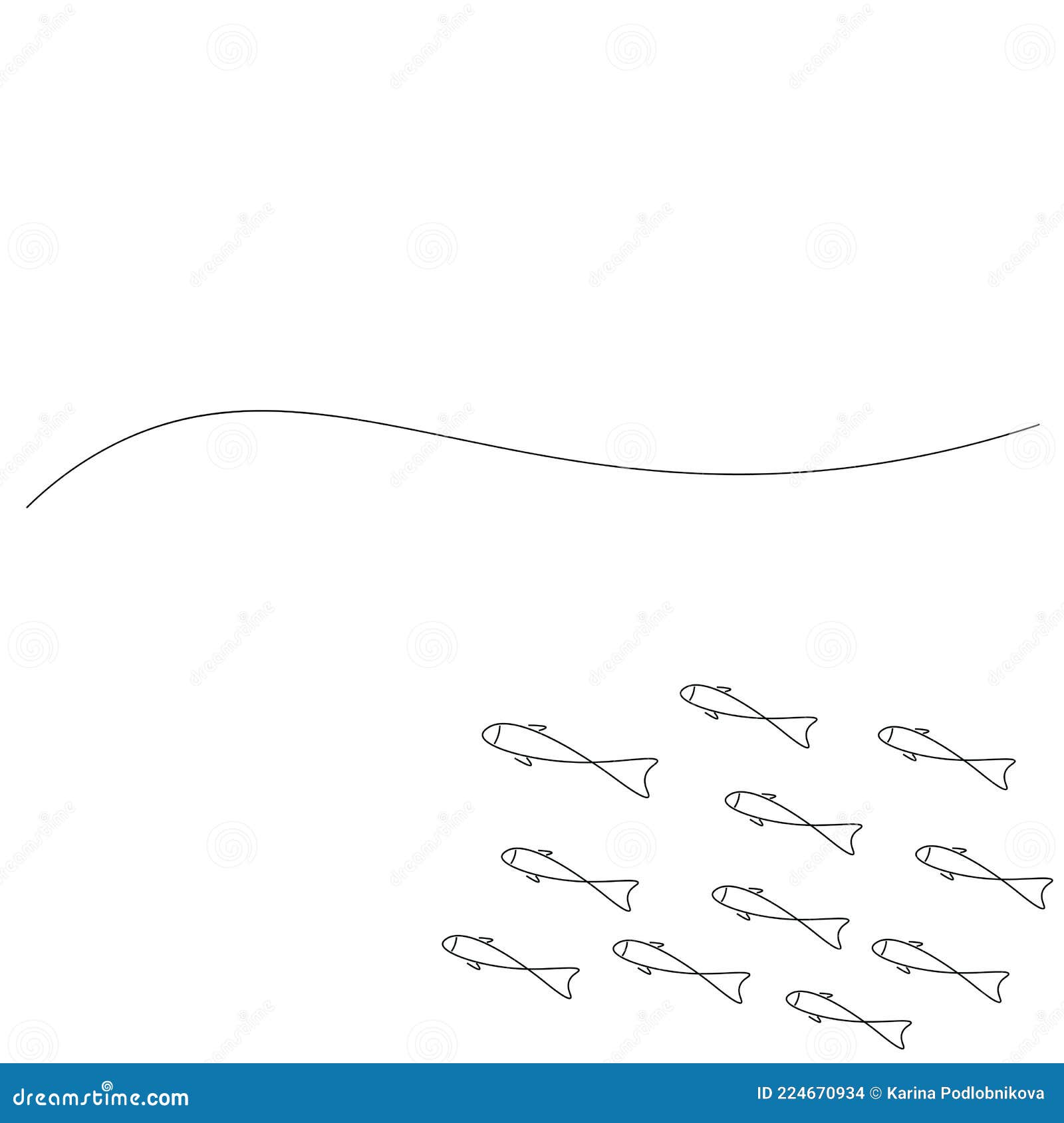 Fish Swimming on Sea, Vector Illustration Stock Vector - Illustration ...