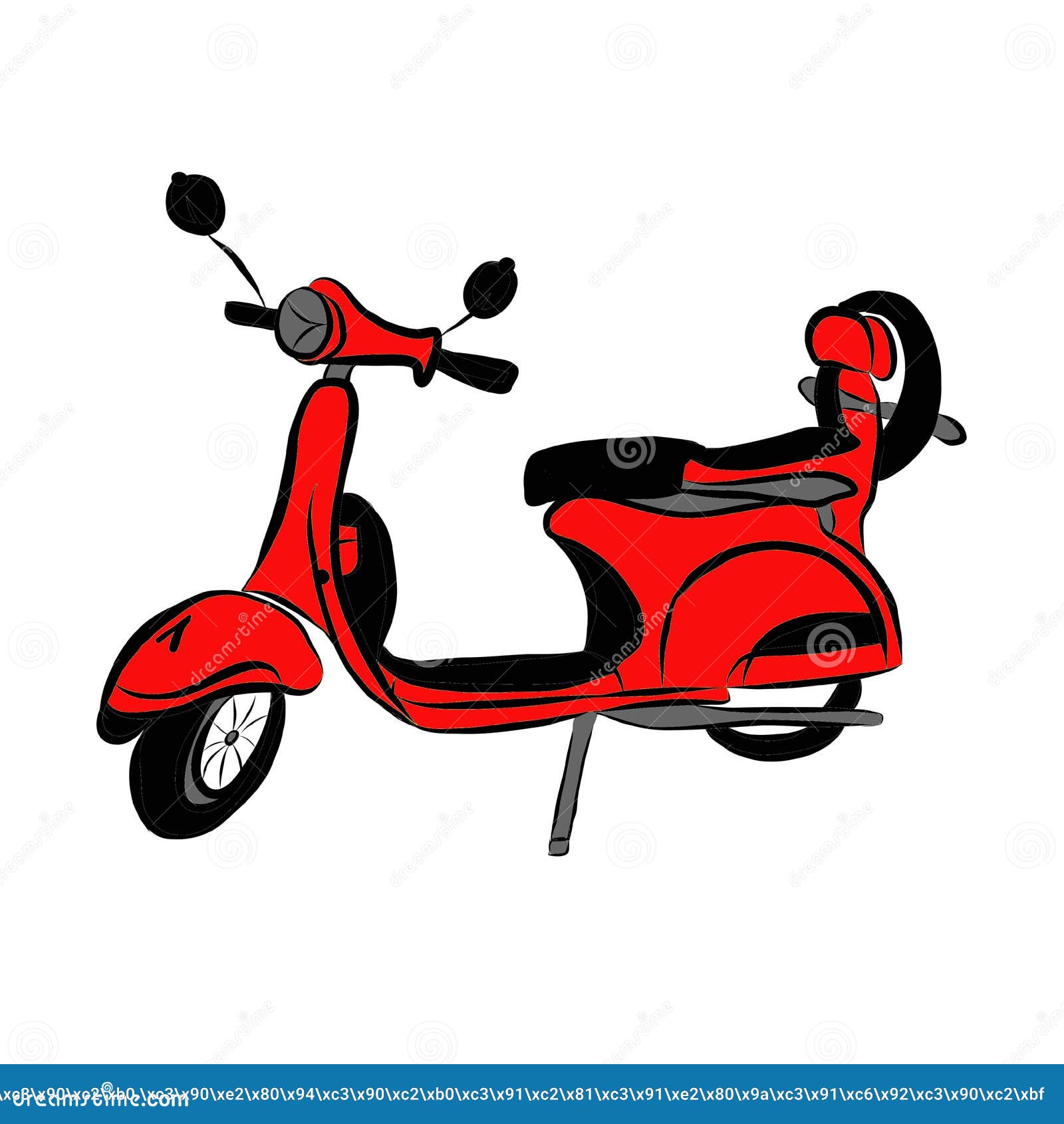 Red Retro Moped, Passenger Scooter, Retro Scooter with Red Color ...