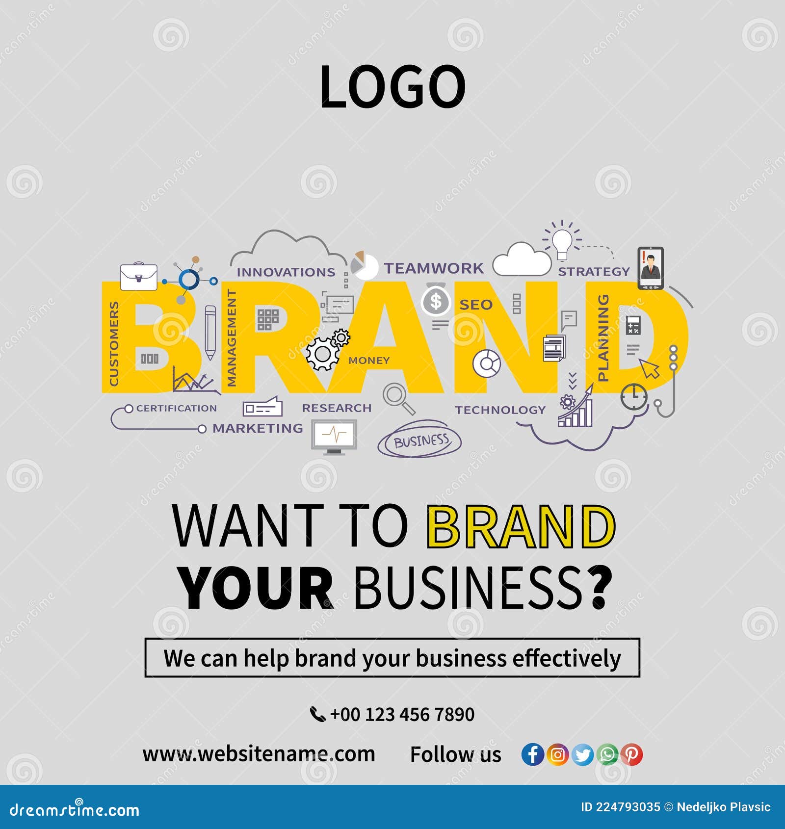 Brand Your Company Social Media Post Template Design Stock Vector ...