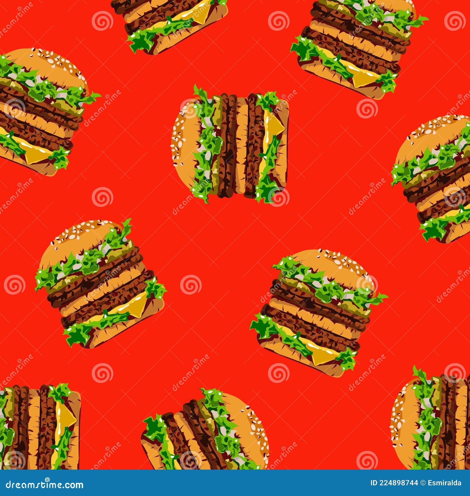 Burgers Pattern Seamless. Hamburger Background. Simplified Fast Food ...