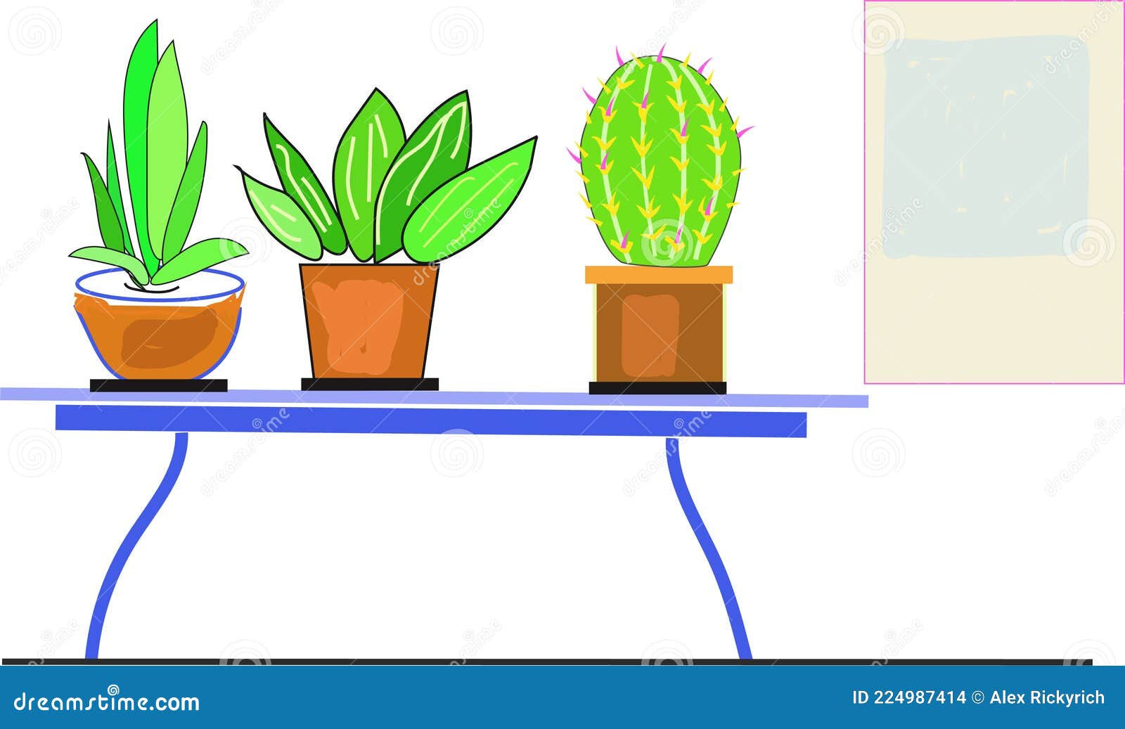 Some Plants on the Table in Illustration Stock Illustration ...
