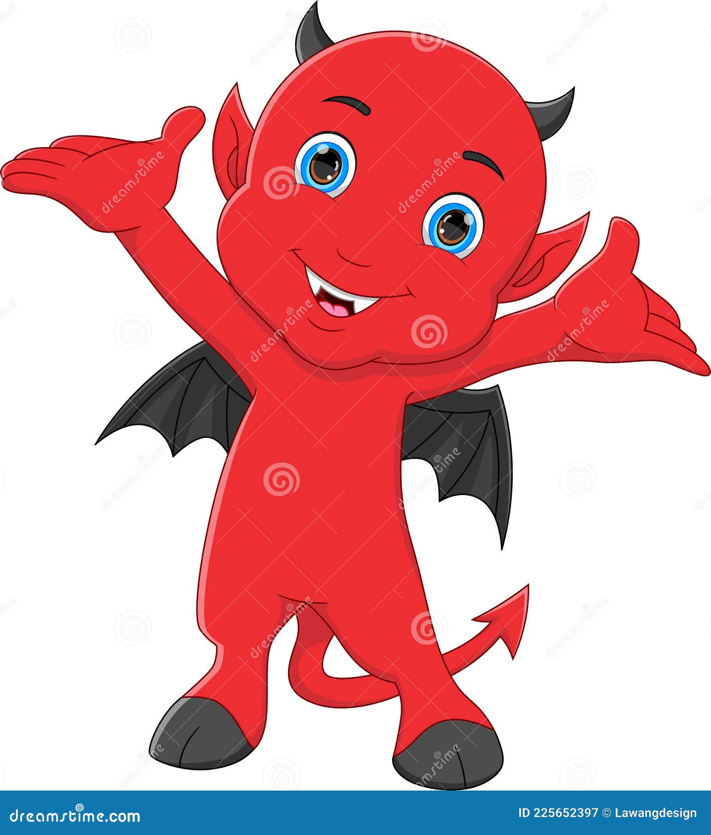 Little Devil Cartoon Waving on White Background Stock Vector ...