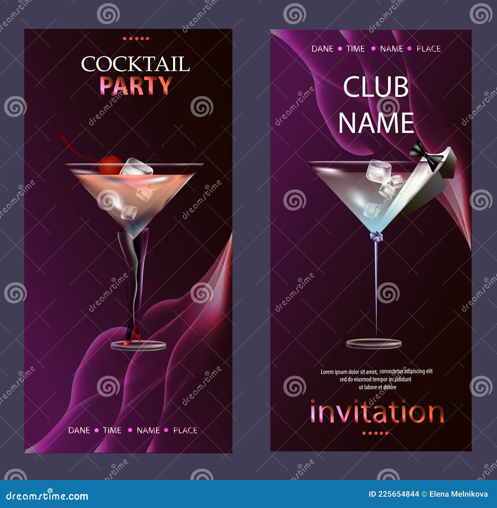 Modern Cocktail Party Invitation Template Stock Vector - Illustration ...