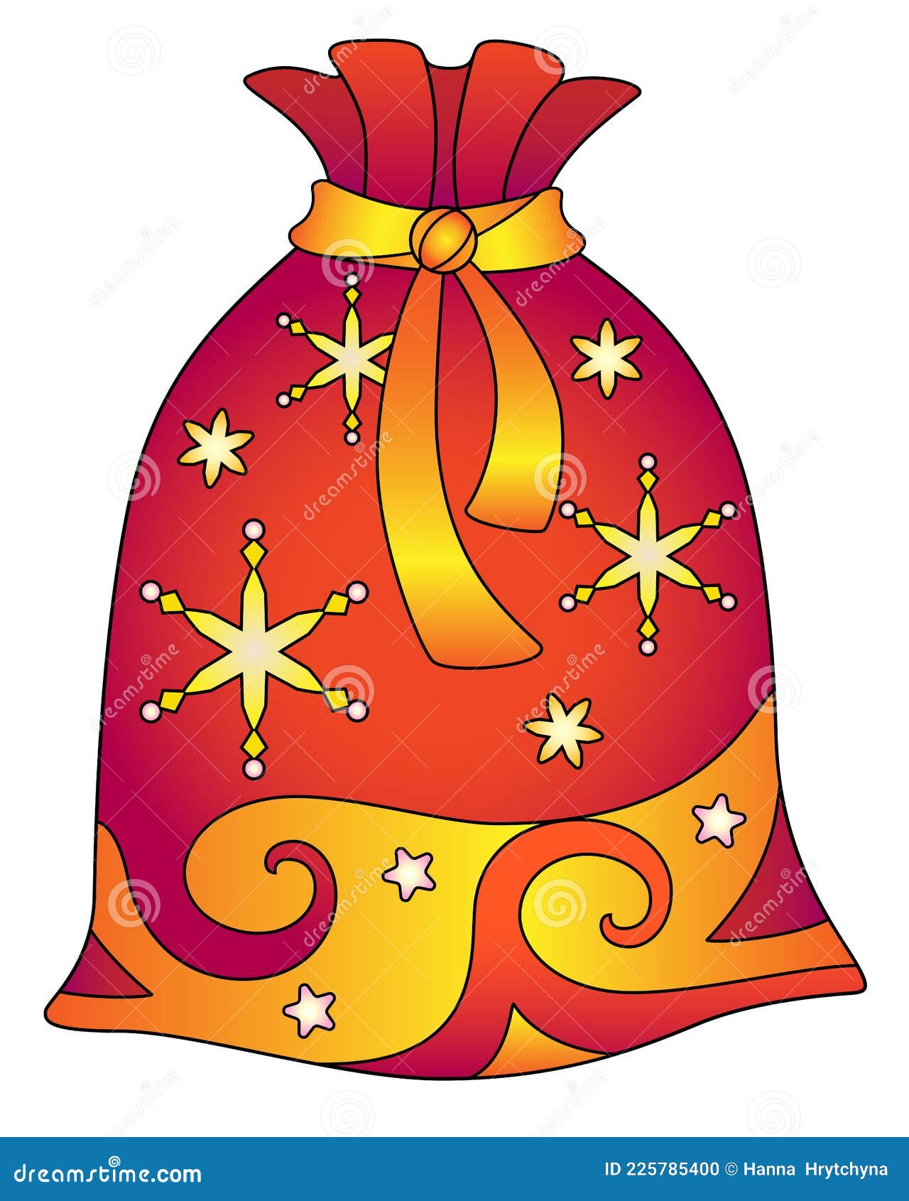 Santa Claus Sack with Zentangles - Vector Christmas Full Color ...